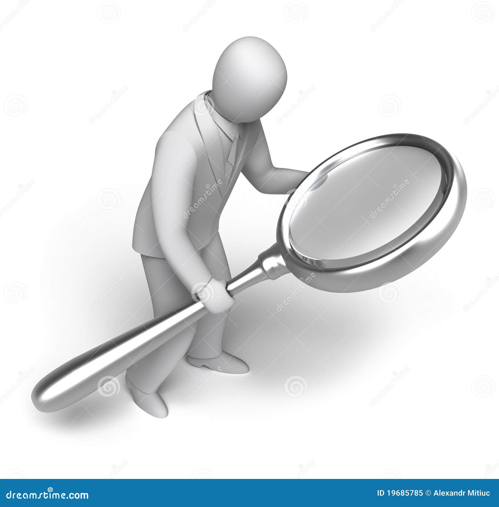 Whiteman Que Mira Con Magnificar Stock de ilustración - Ilustración de ...