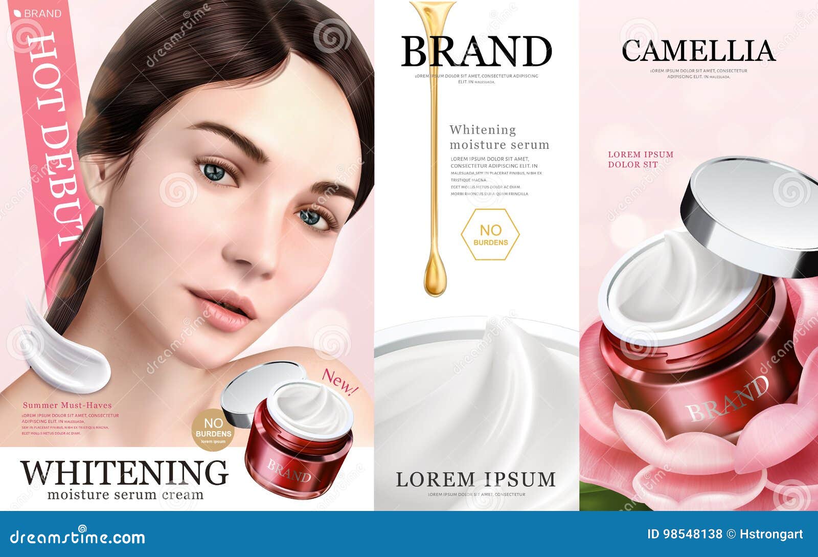 Whitening moisture ads stock vector. Illustration of model - 98548138