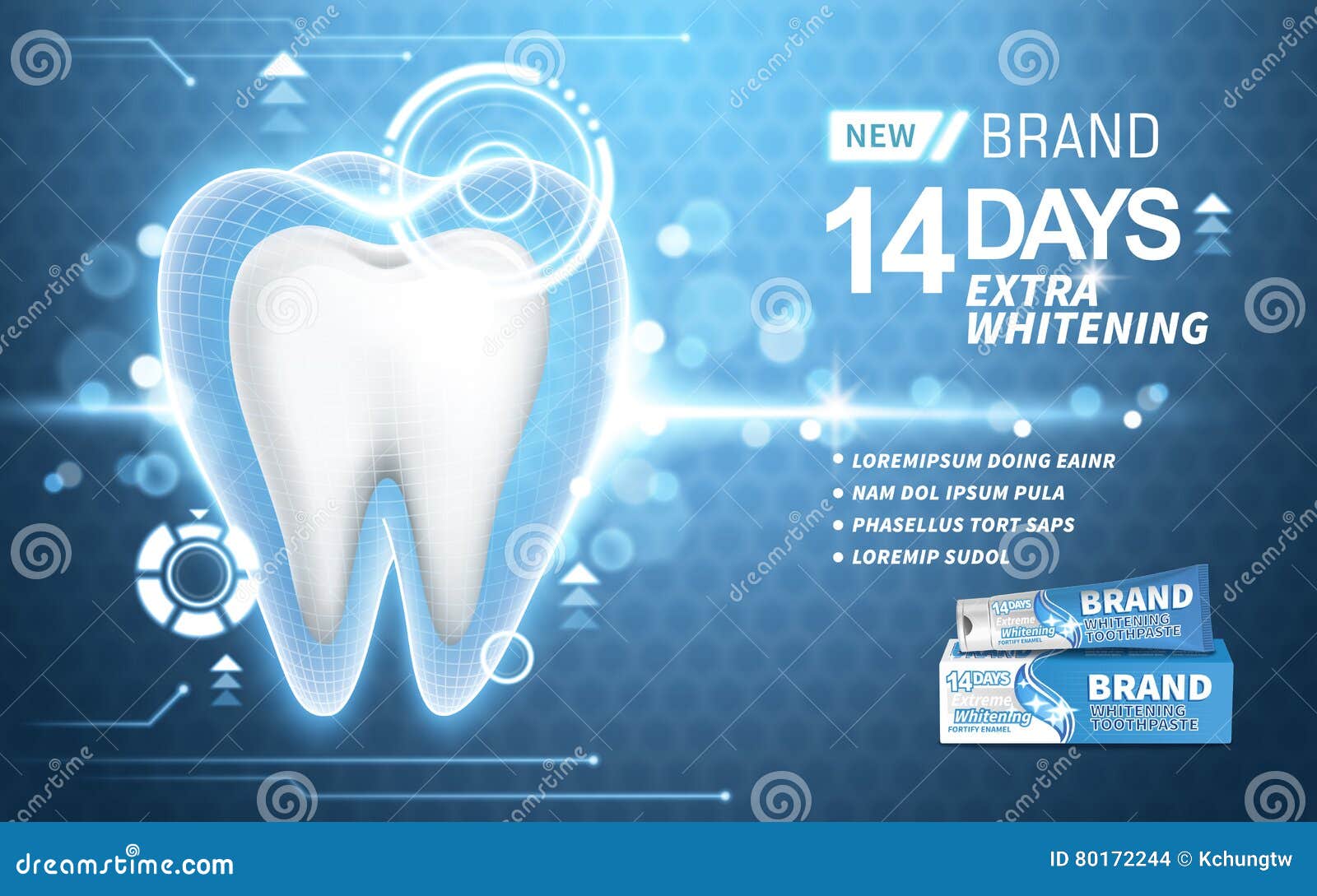 Whitening Toothpaste Ad. Realistic Clean And Dirty Tooth On Blue ...