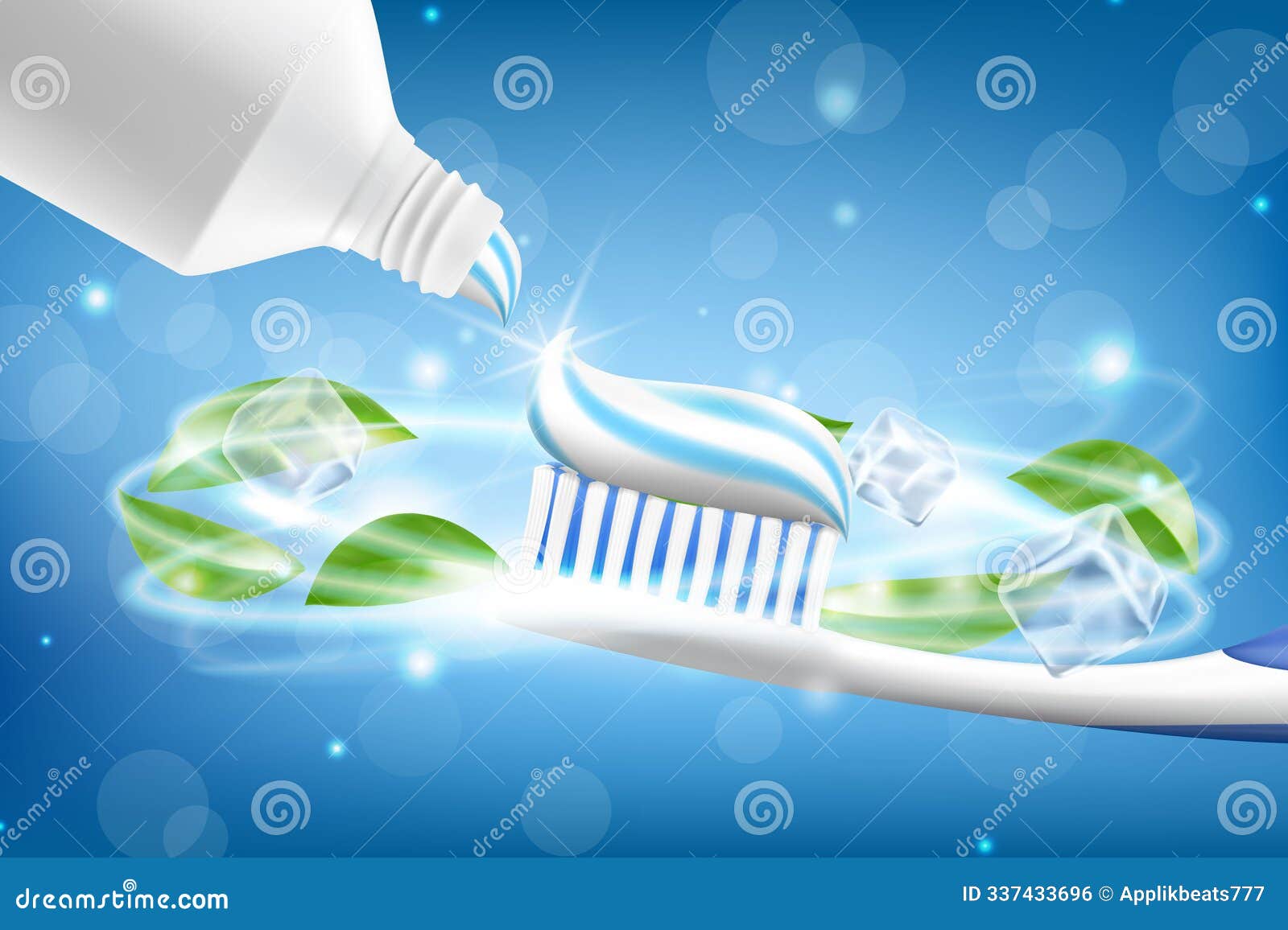 Whitening Toothpaste Ads with Flying Mint Leaves and Sparkling Effect ...