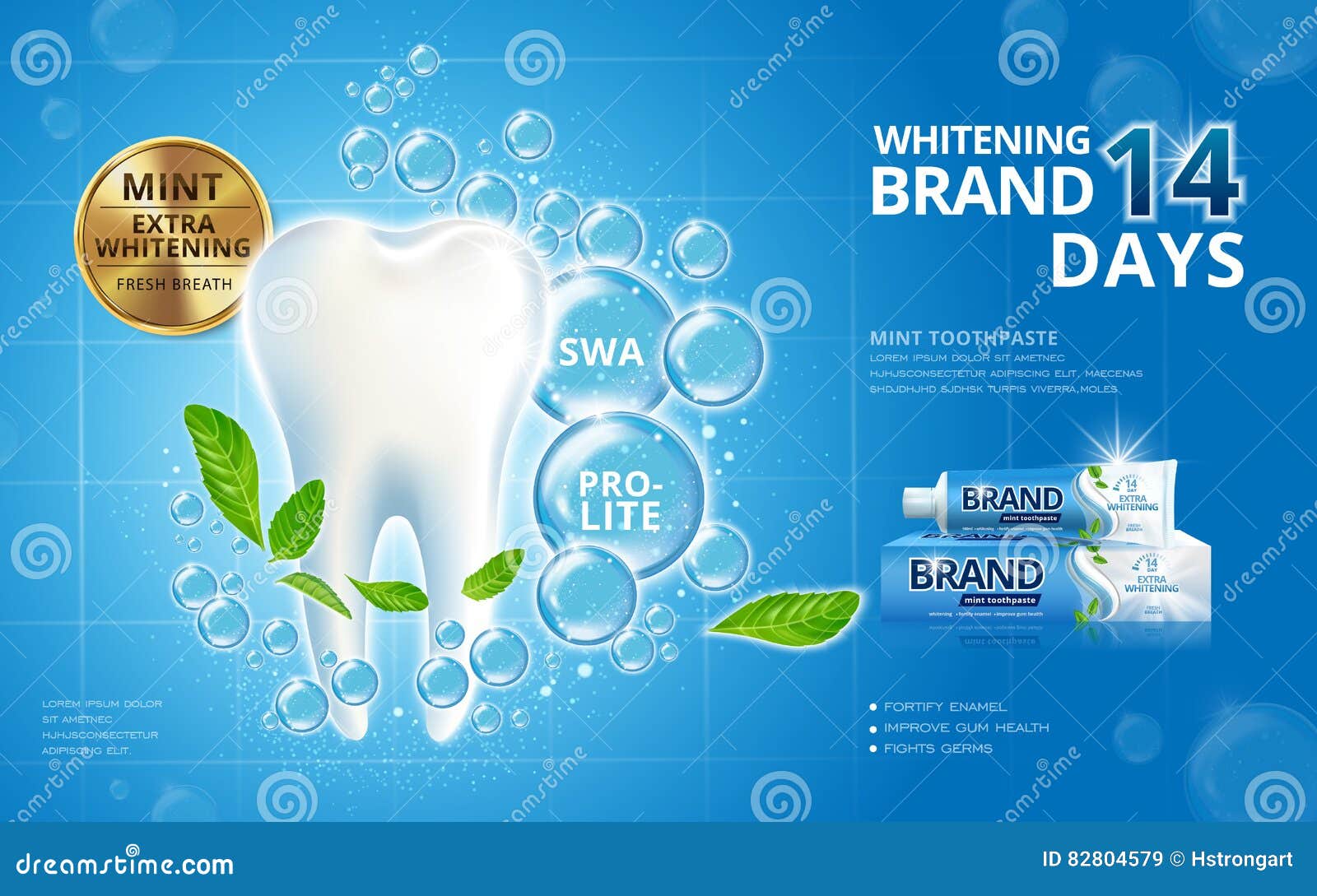 Whitening Toothpaste Ad. Realistic Clean And Dirty Tooth On Blue ...