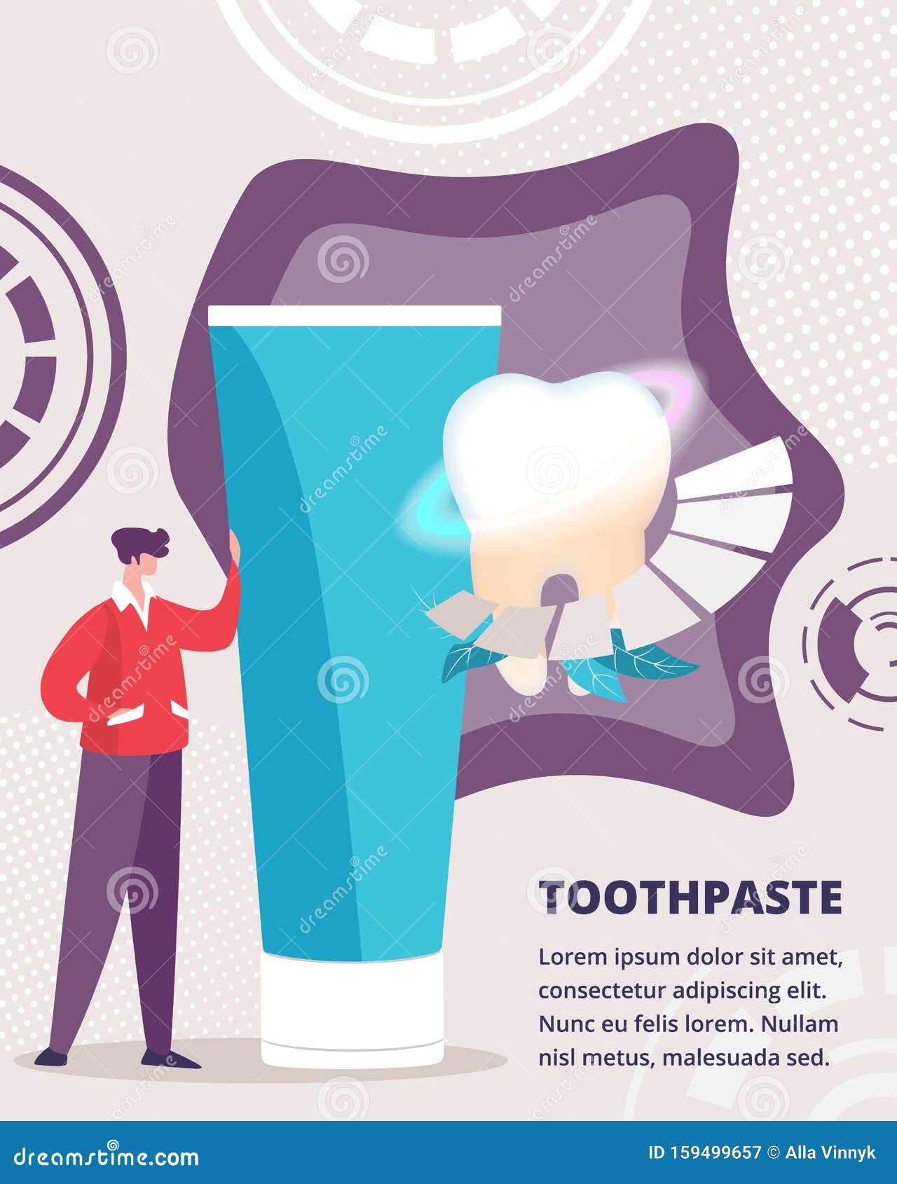 Cleaning And Whitening Teeth Concept Vector Illustration. Snow-white ...