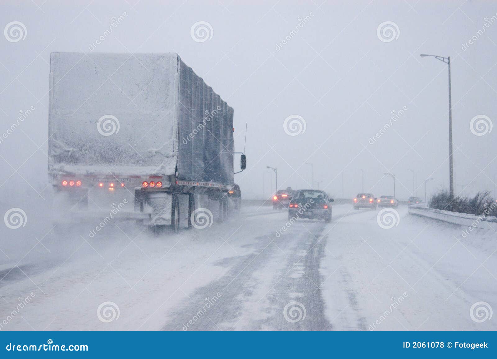 Whiteout Driving Conditions Stock Photo - Image: 2061078