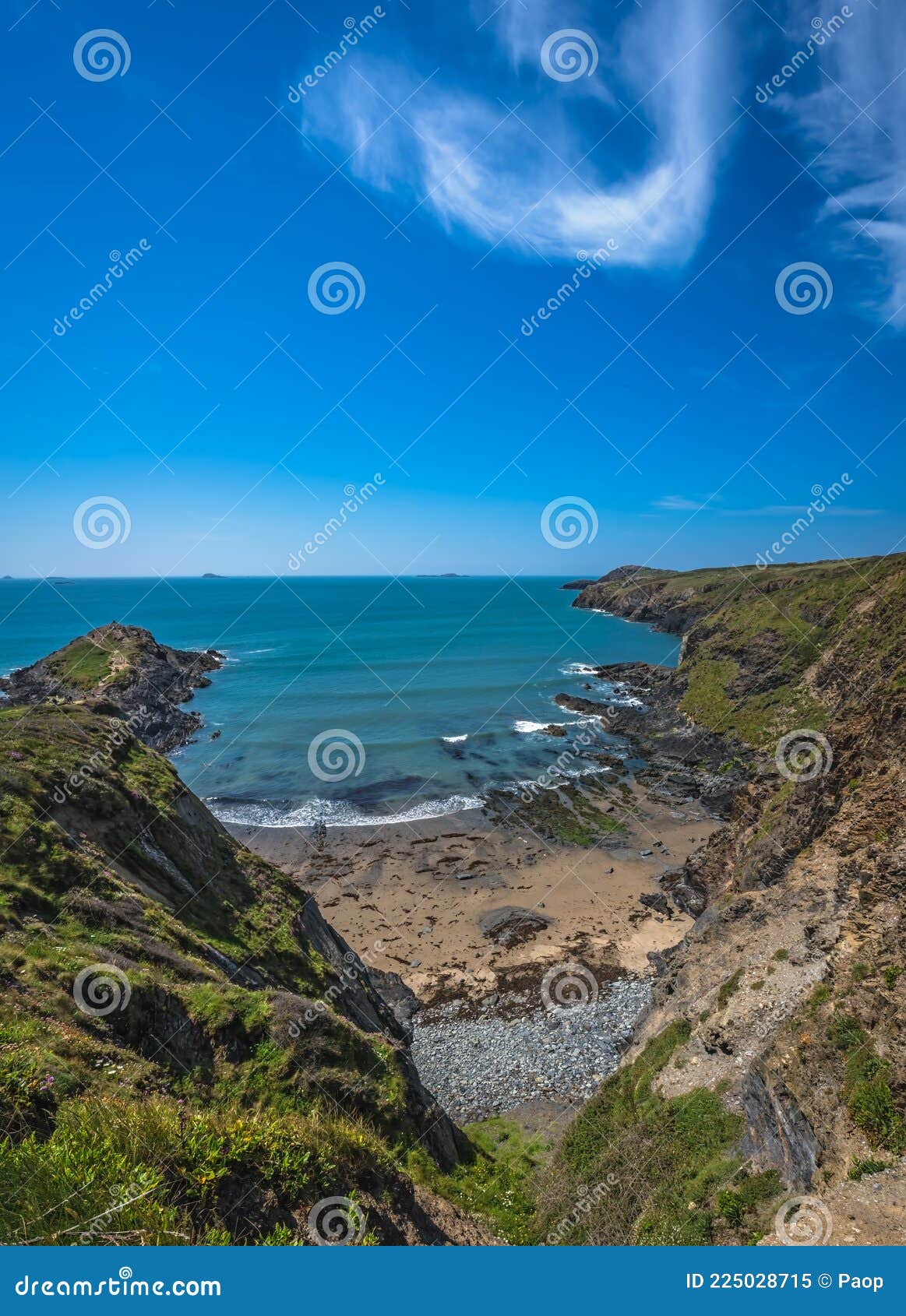 Whitesands Bay Beach and Cliffs, Wales Stock Image - Image of cliff ...