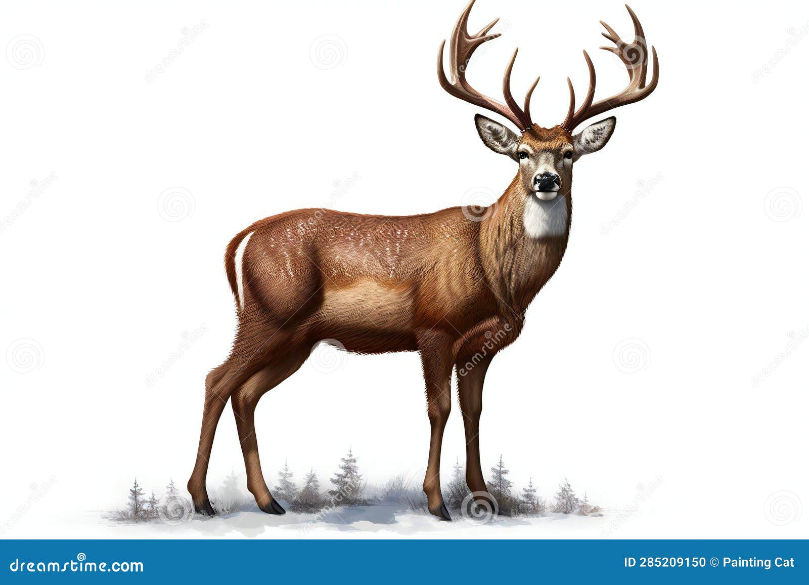 Whitetail Deer Buck Full Body Silhouette Illustration | CartoonDealer ...