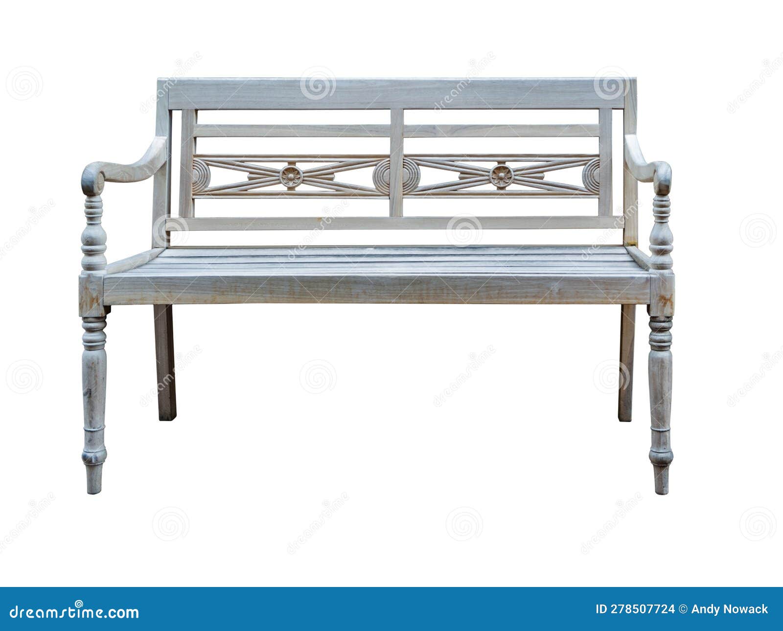 Whitewashed Park Bench Isolated Stock Photo - Image of park, design ...