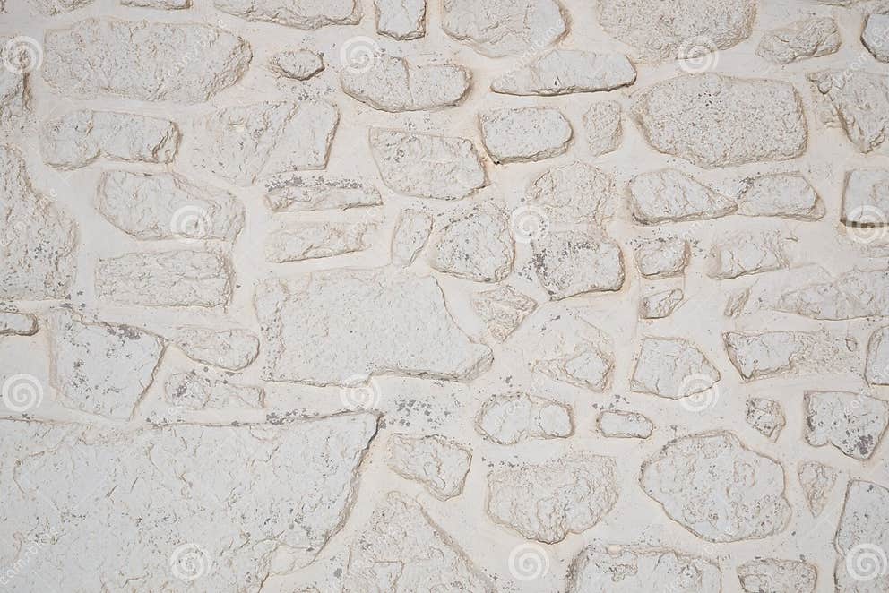 Whitewashed Stone Wall Background Texture Stock Image - Image of ...