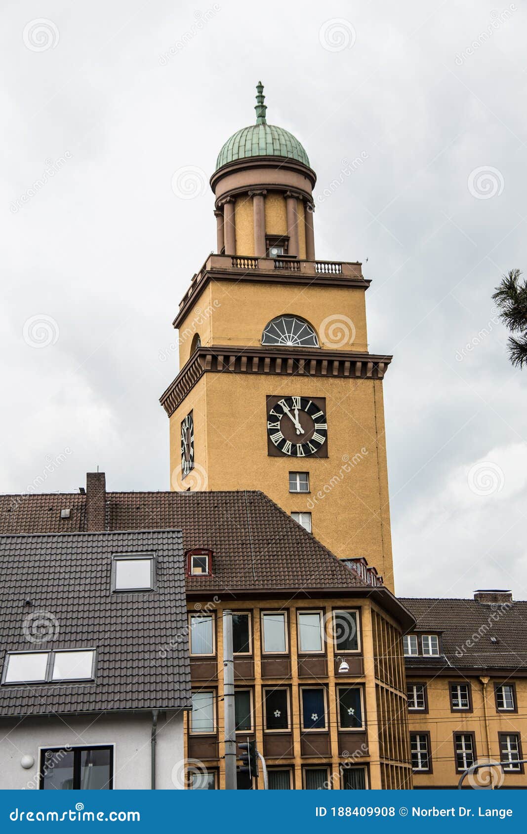 Whitewashed Town Hall Witten Stock Photo - Image of downtown, blue ...