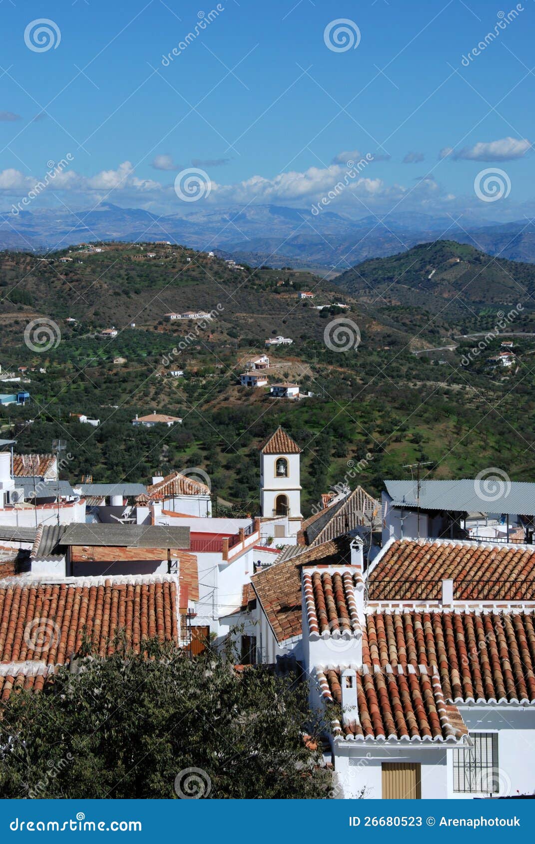 Whitewashed Village, Guaro, Spain. Stock Image - Image of europe ...