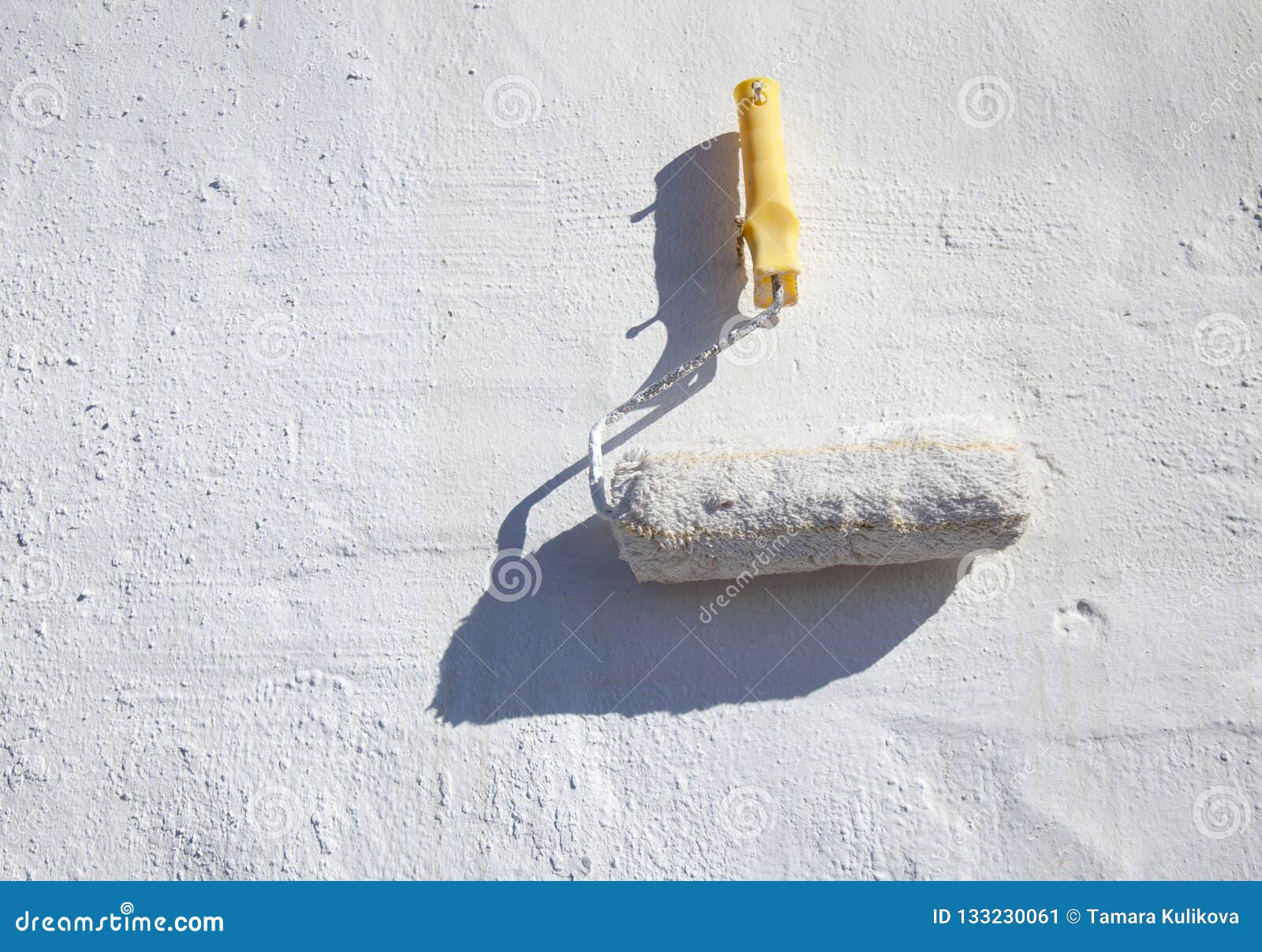 Whitewashed Wall Background Stock Image - Image of roller, building ...