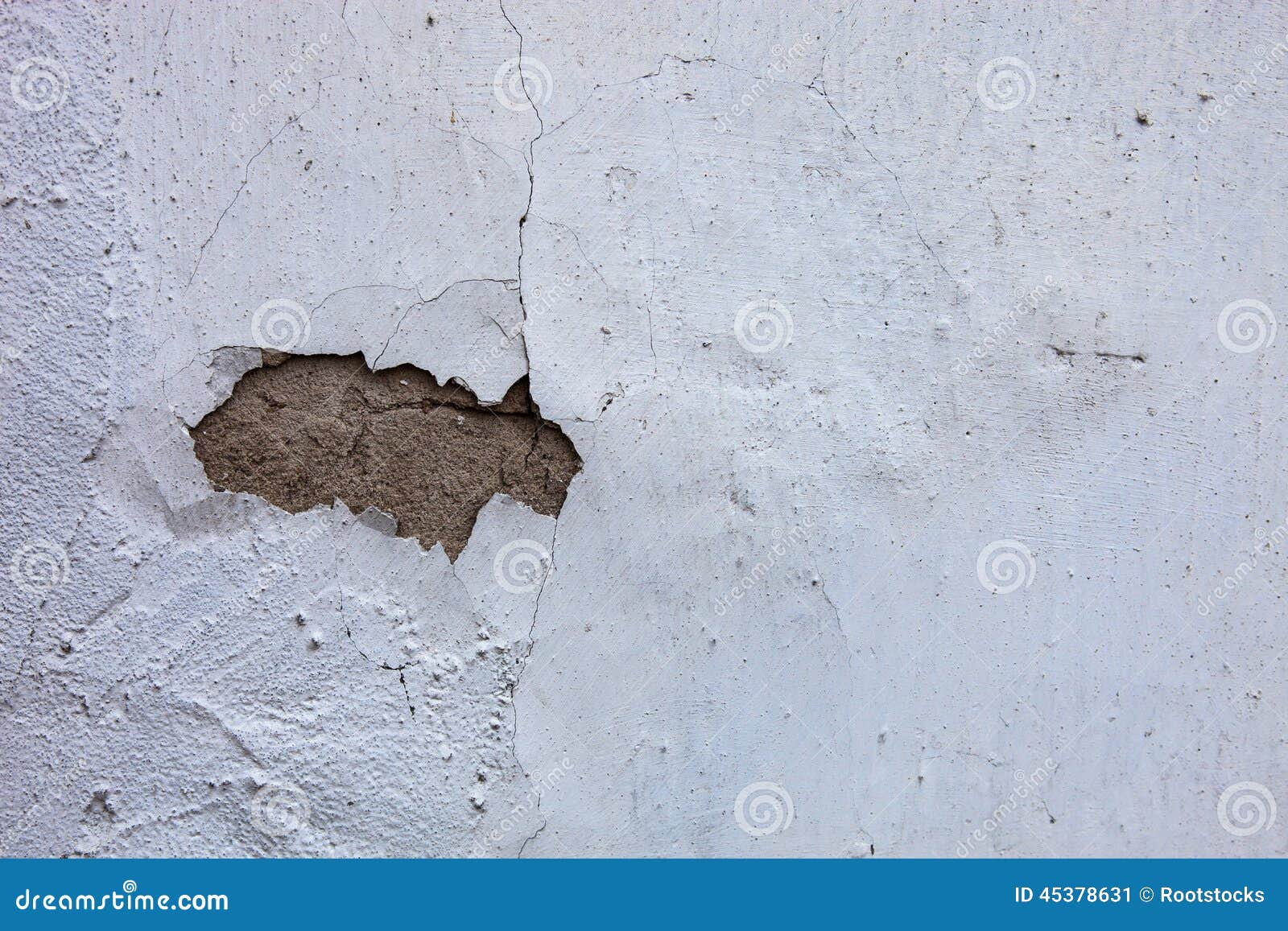 Whitewashed Wall with the Hole in the Cracked Plaster Stock Image ...