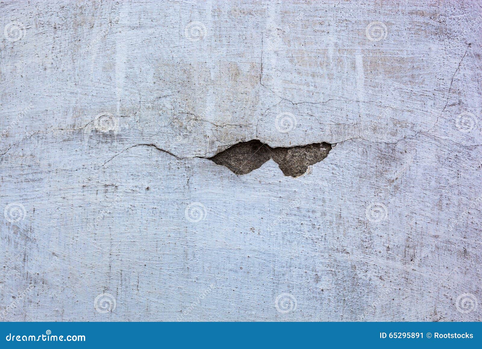 Whitewashed Wall with the Hole in the Cracked Plaster Stock Image ...