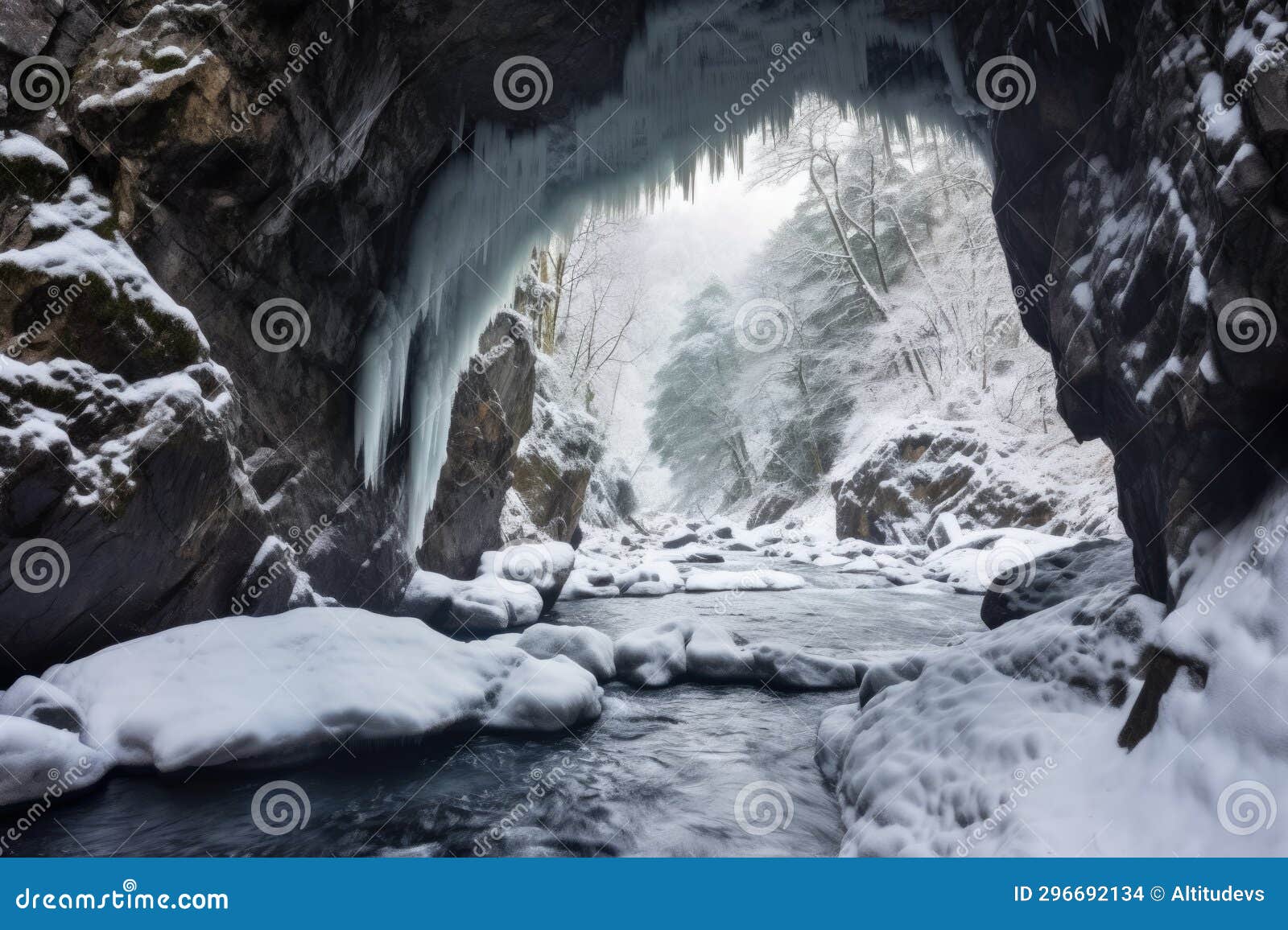 A Whitewater River Rushing through an Ice Cave Stock Photo - Image of ...