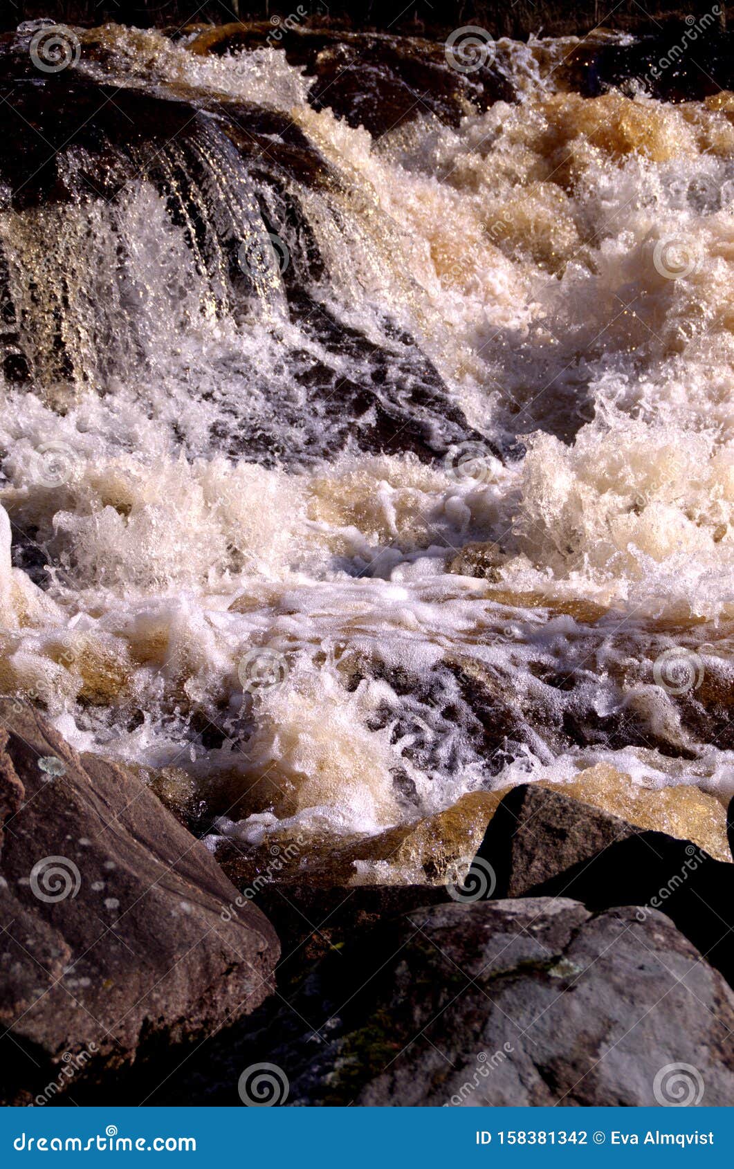 Whitewater with Splashing Water among Stones. Stock Photo - Image of ...