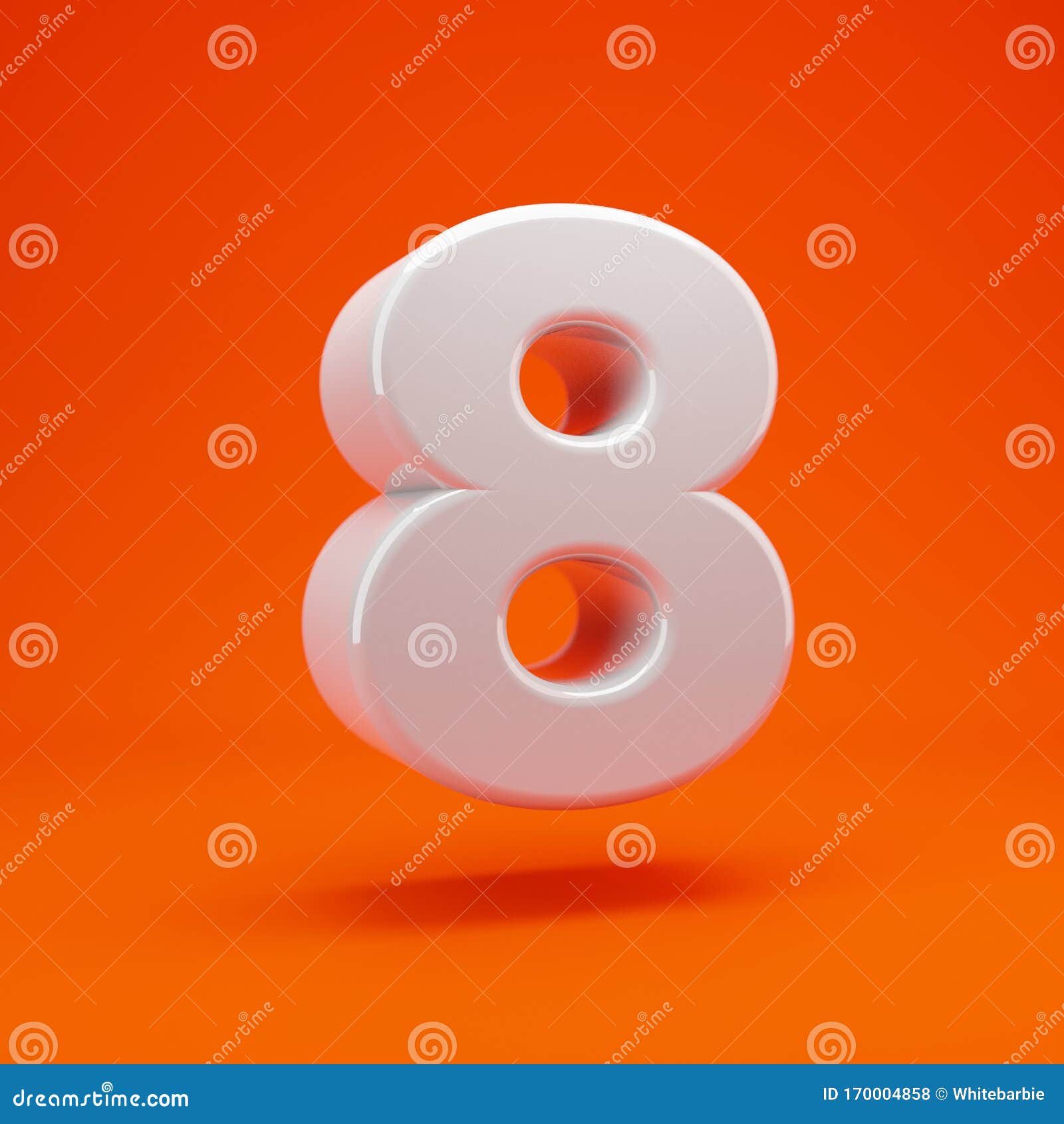 Whithe Glossy 3d Number 8 on Hot Orange Background Stock Illustration ...