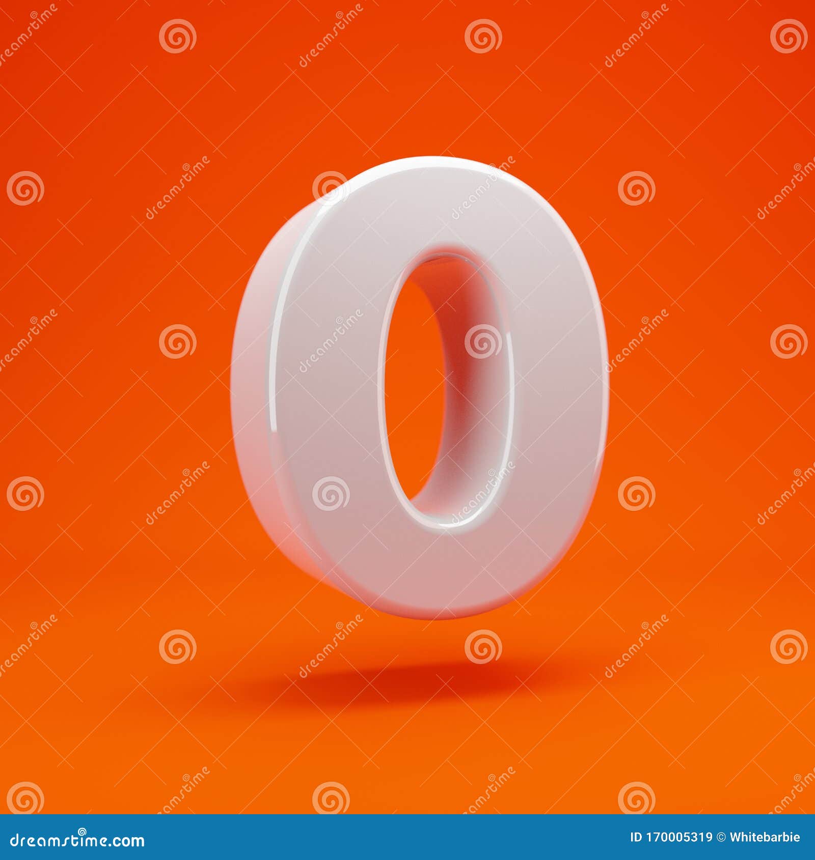 Whithe Glossy 3d Number 0 on Hot Orange Background Stock Illustration ...