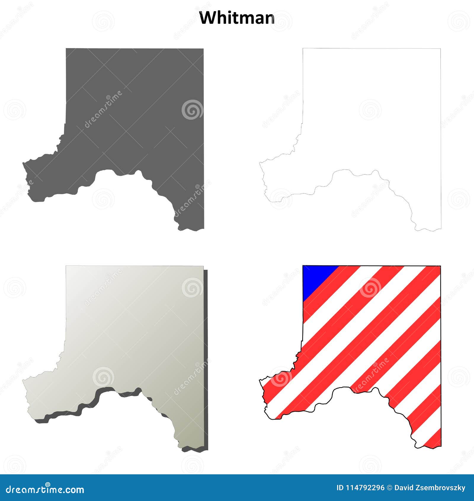 Whitman County, Washington Outline Map Set Stock Vector - Illustration ...
