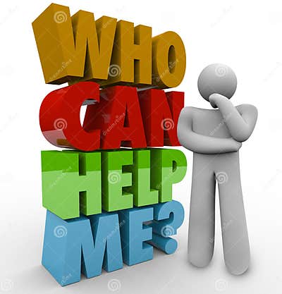 Who Can Help Me Thinker Man Needing Customer Support Stock Illustration ...