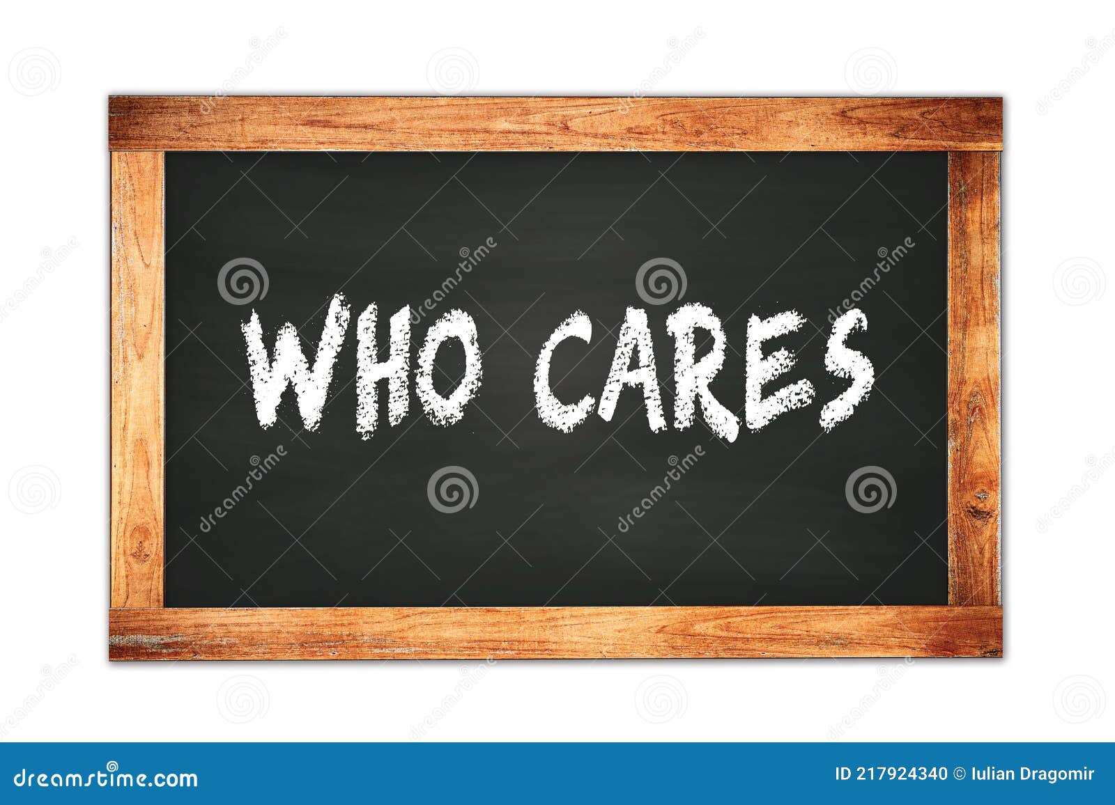 WHO CARES Text Written on Wooden Frame School Blackboard Stock ...