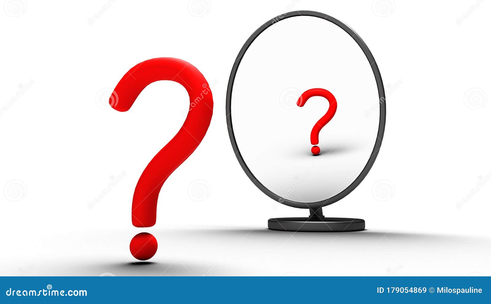 Who am I? Question Mark and a Mirror. 3D-rendering Stock Illustration ...