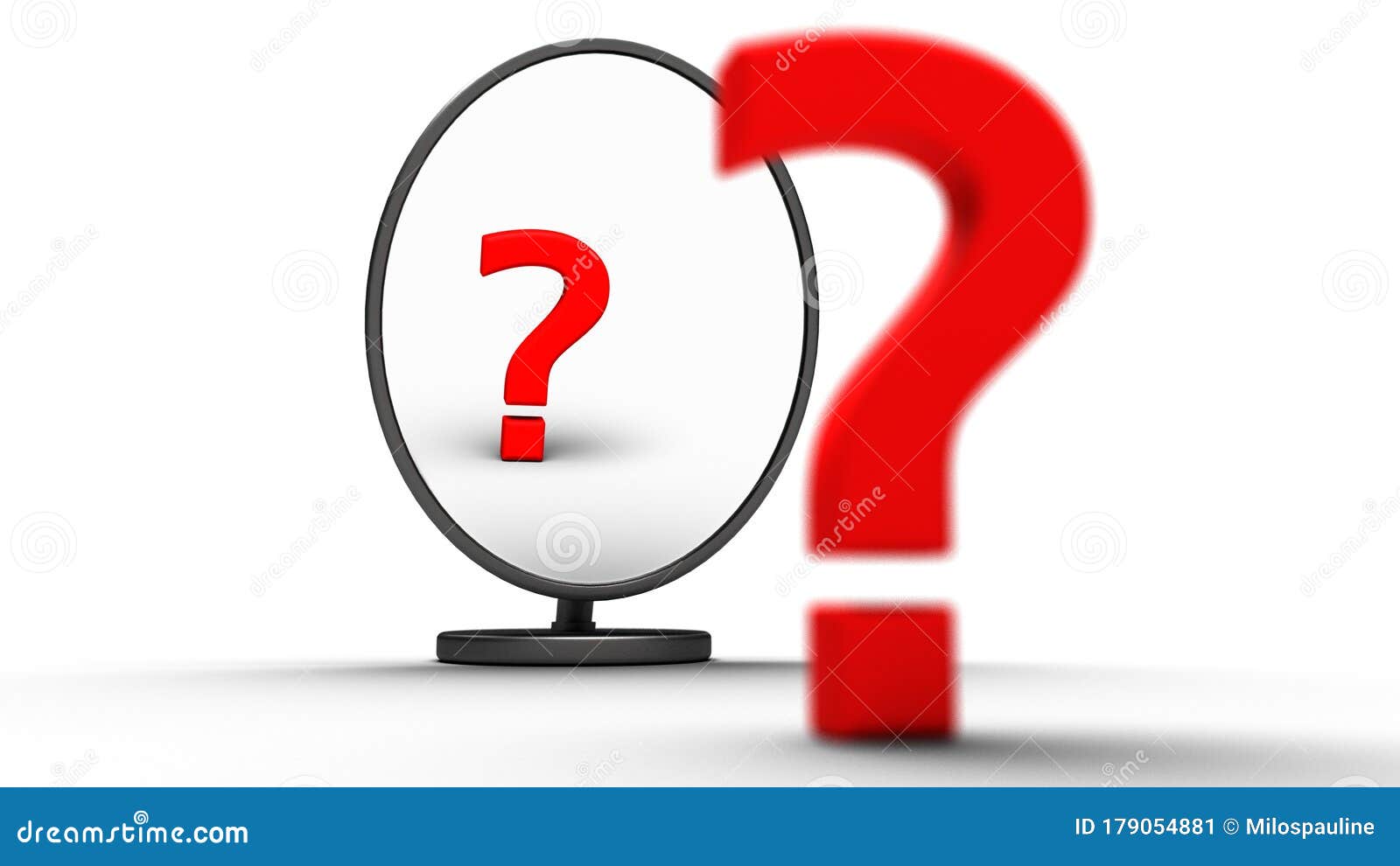Who am I? Question Mark and a Mirror. 3D-rendering Stock Illustration ...