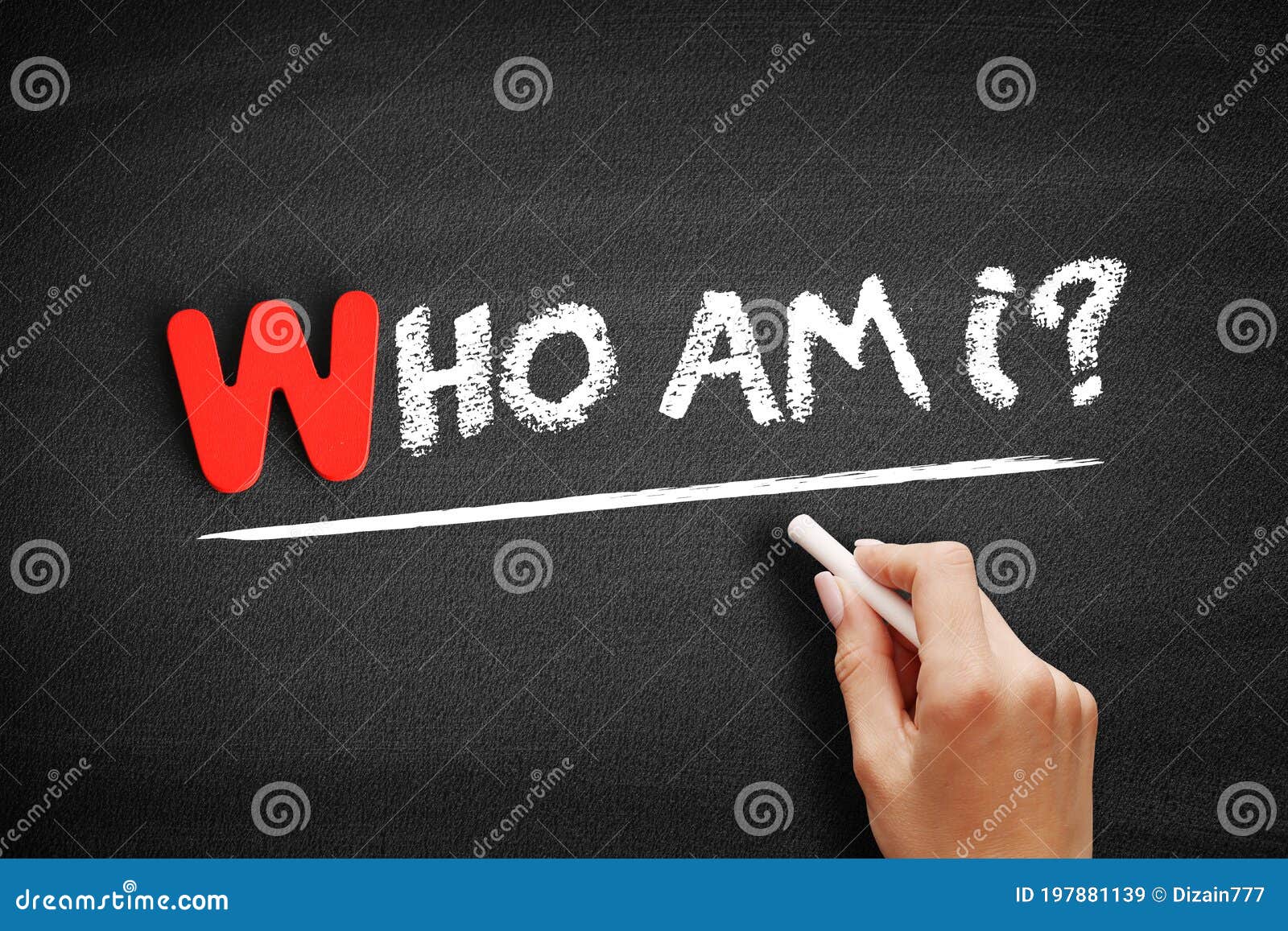 Who am I? Text on Blackboard Stock Illustration - Illustration of ...