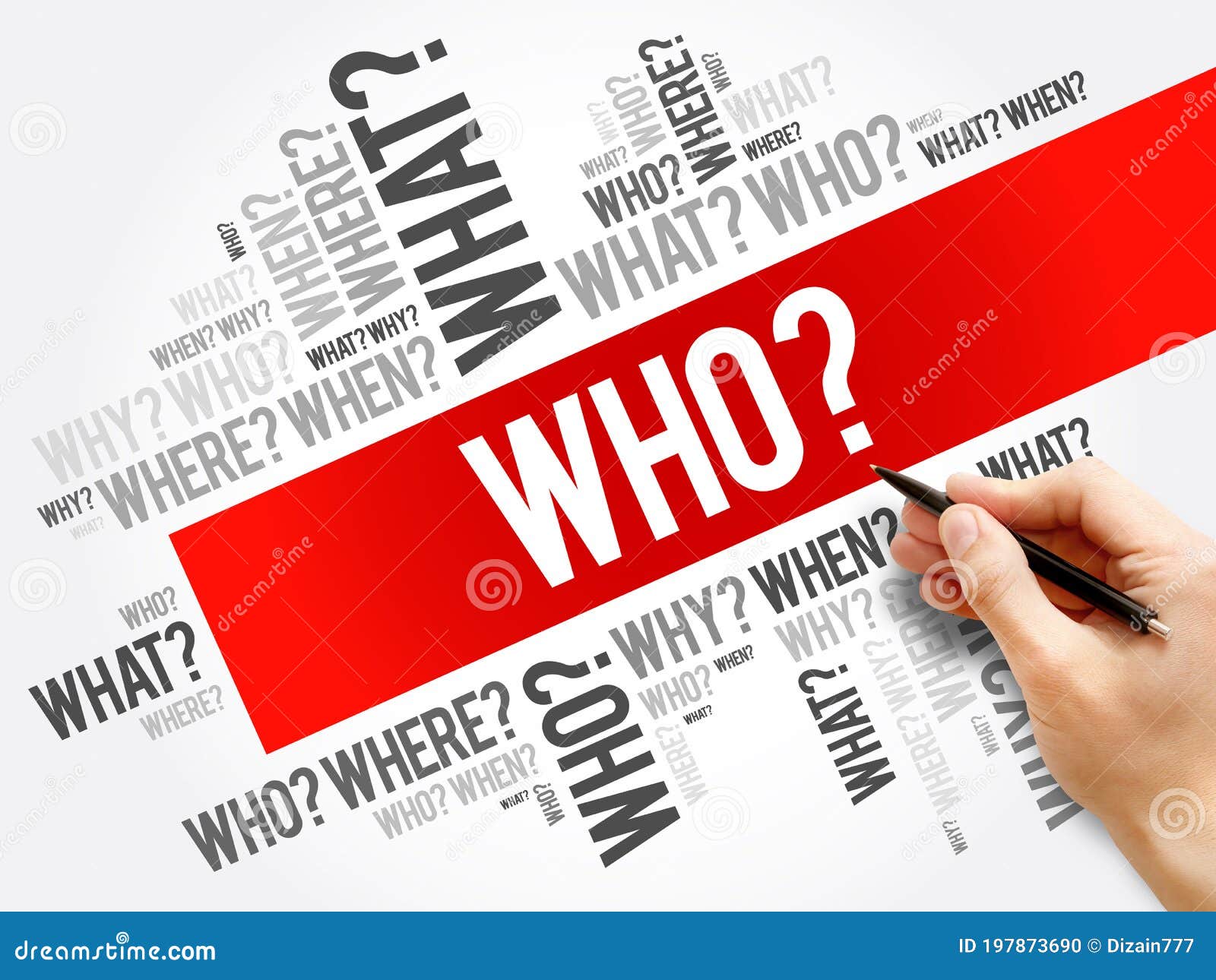 WHO? word cloud background stock photo. Image of punctuation - 197873690