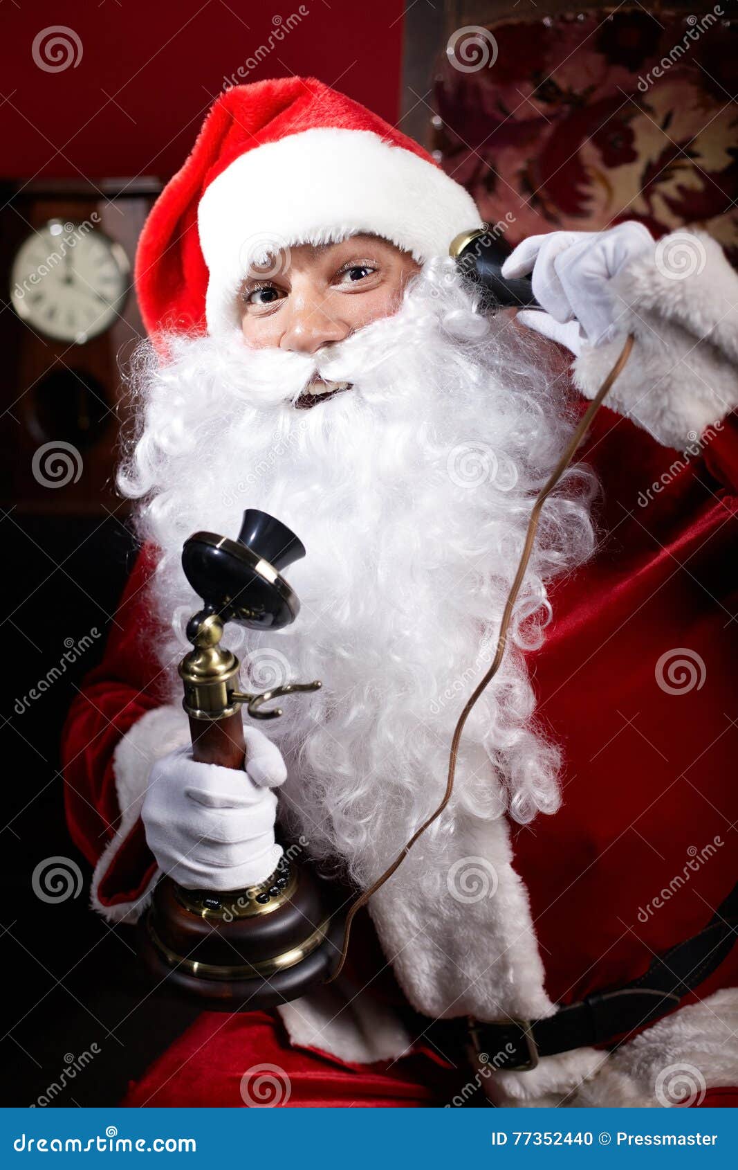Who s calling Santa? stock photo. Image of xmas, claus - 77352440