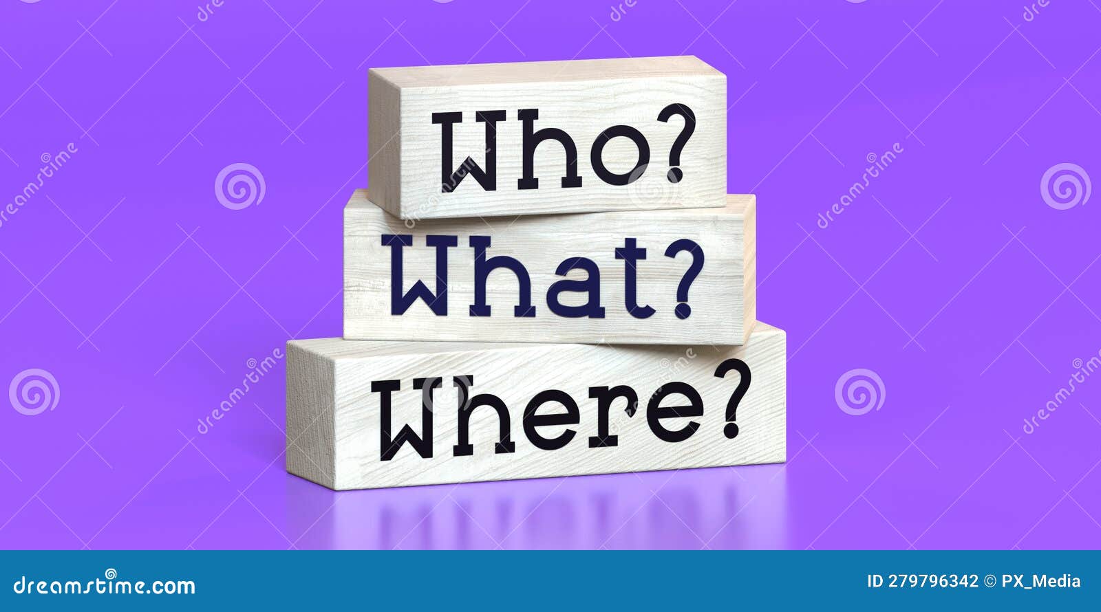 Who, What, Where - Words on Wooden Blocks Stock Illustration ...
