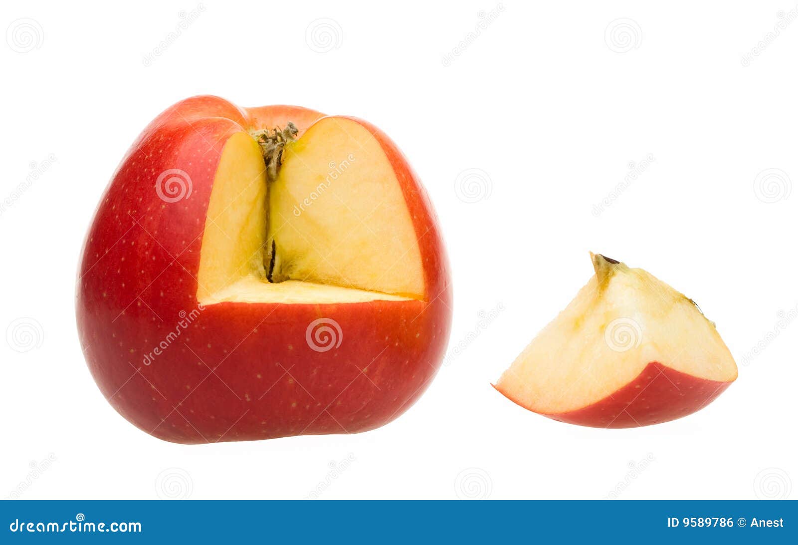 Whole Apple and Cut-out Quarter Section Stock Photo - Image of gourmet ...