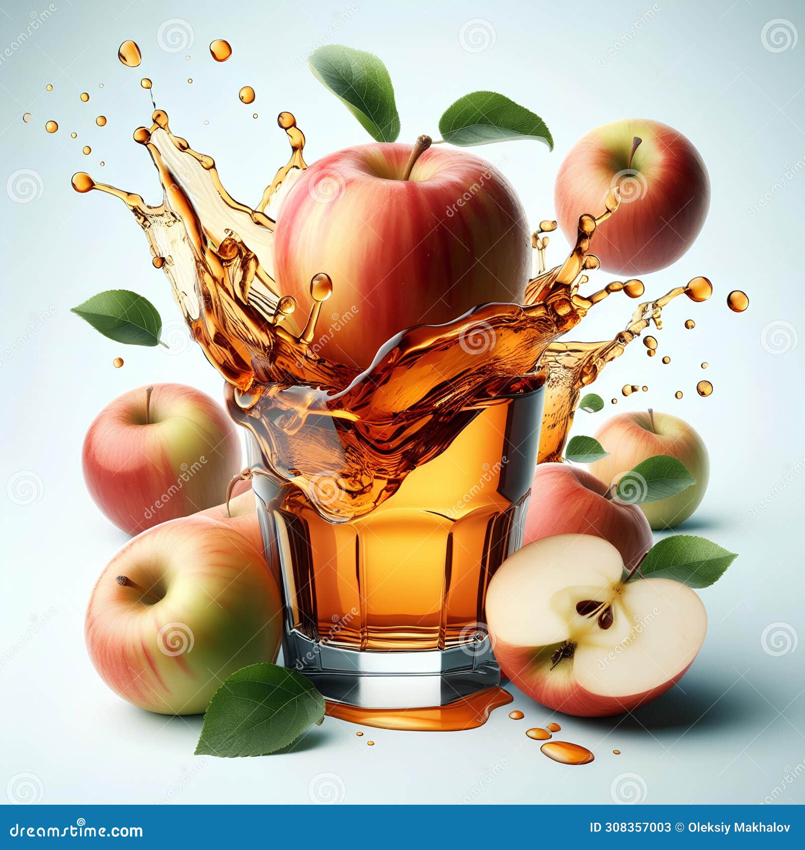 Whole Apple Falling into a Glass of Apple Juice Beautiful Splash Stock ...