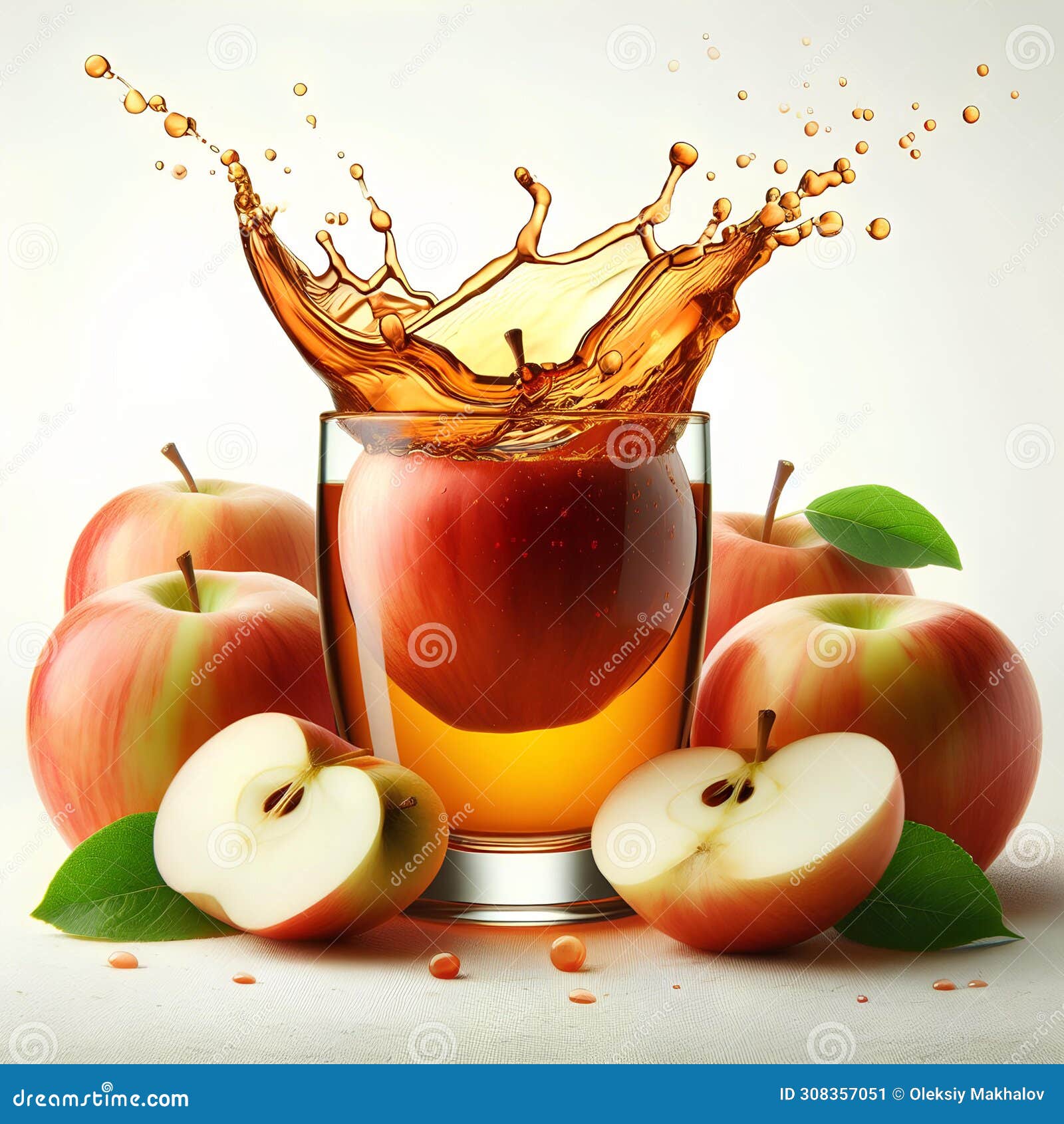 Whole Apple Falling into a Glass of Apple Juice Beautiful Splash Stock ...