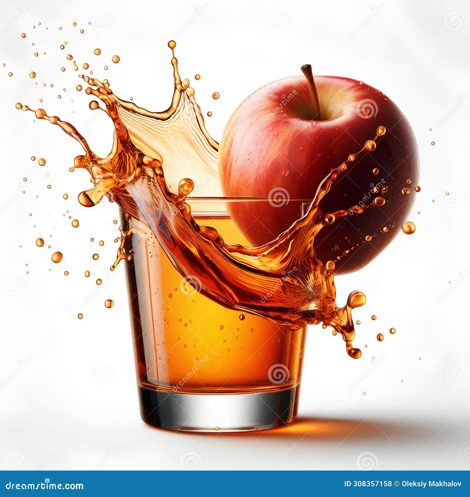 Whole Apple Falling into a Glass of Apple Juice Beautiful Splash Stock ...