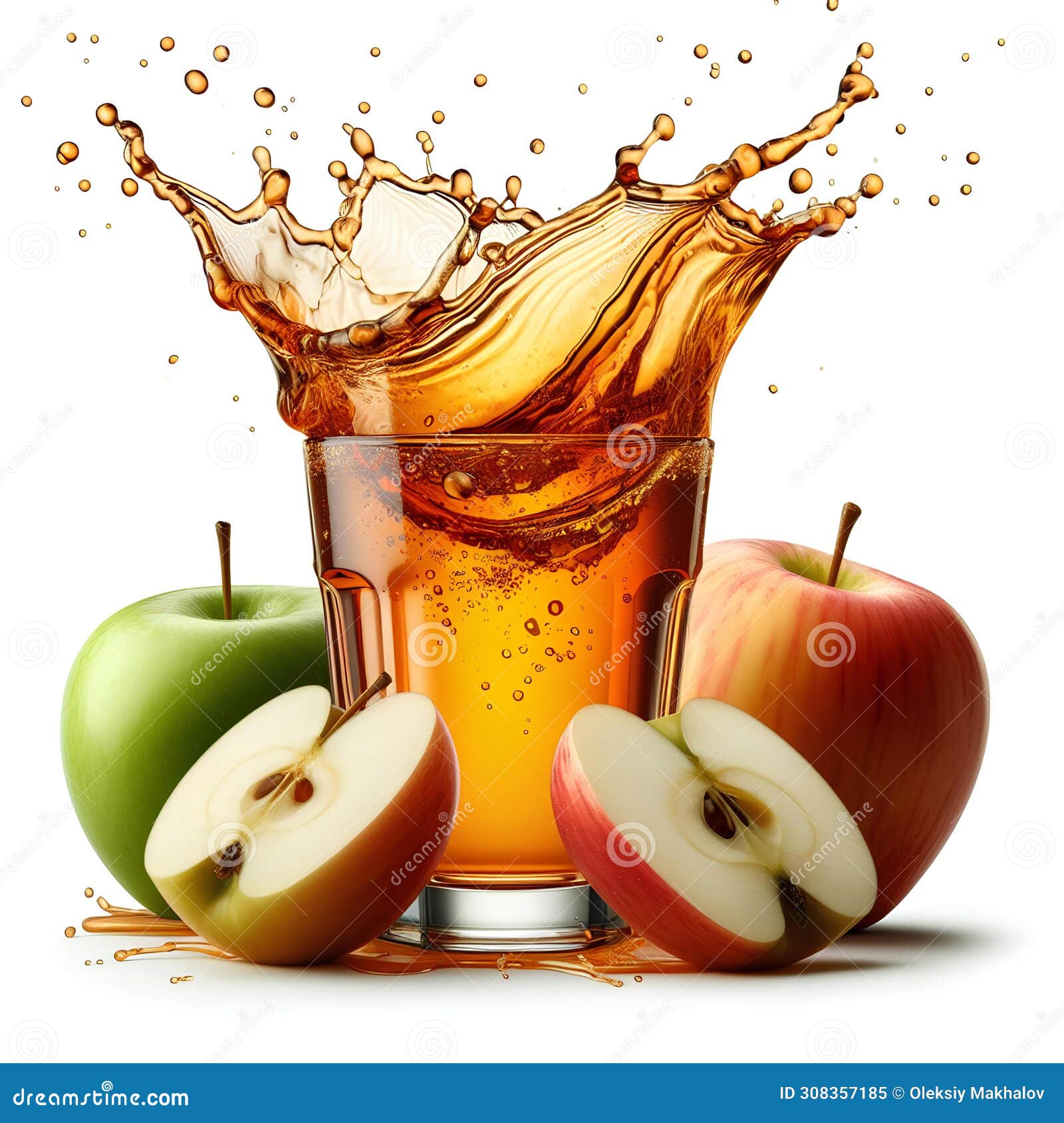 Whole Apple Falling into a Glass of Apple Juice Beautiful Splash Stock ...