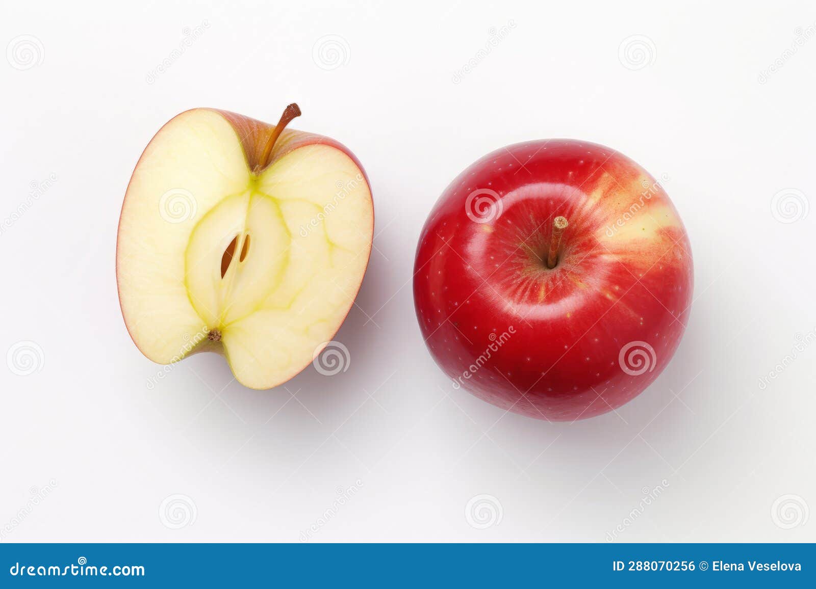 Whole Apple and a Half Apple on White, Generative AI Stock Photo ...
