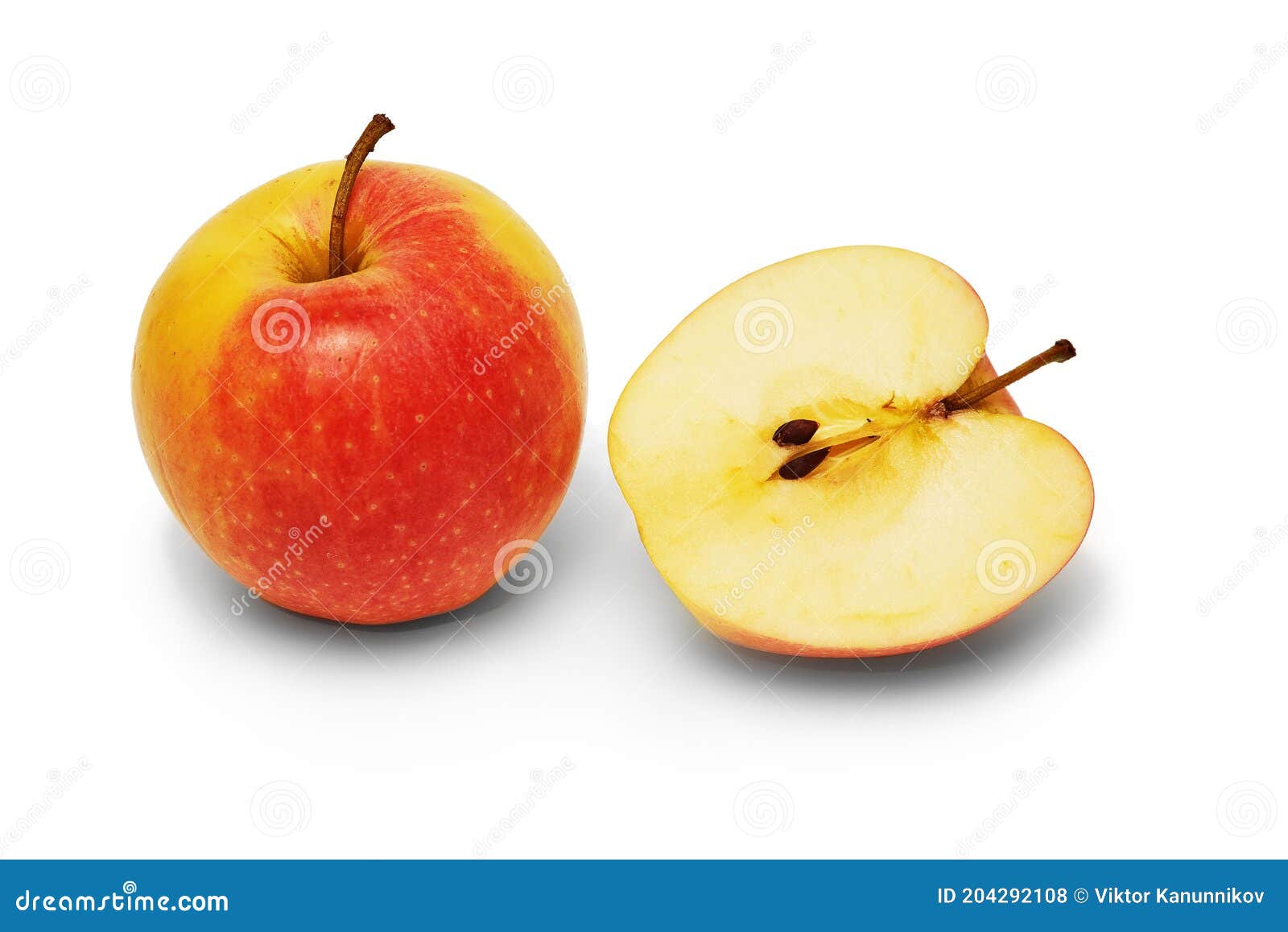 Whole Apple and a Half on White Background, Isolated Stock Photo ...