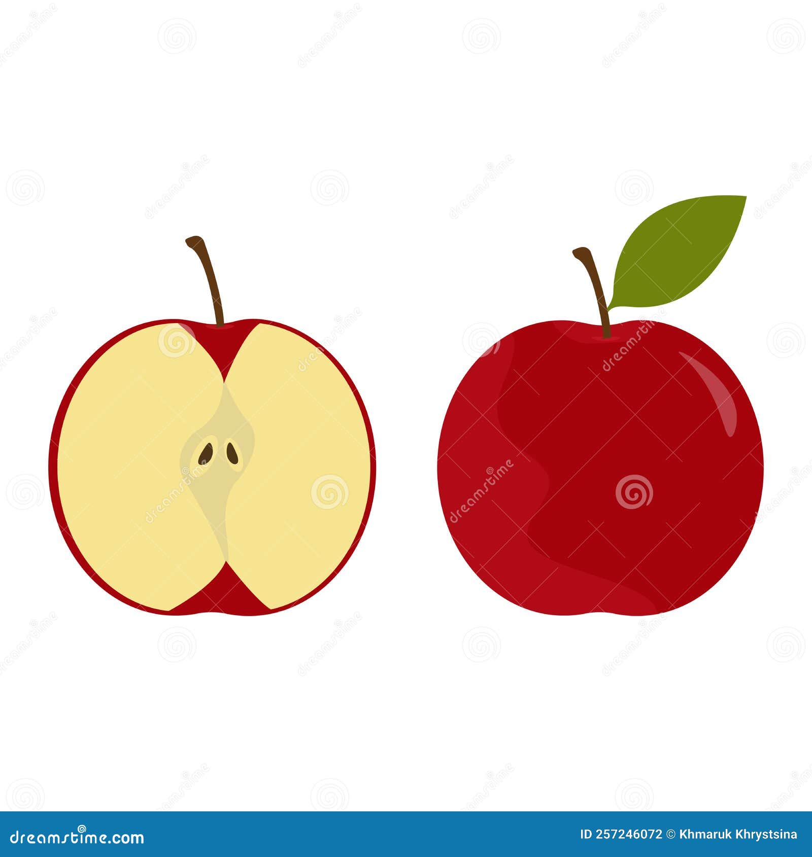 Whole Apple and Half Apple on White Background Stock Vector ...