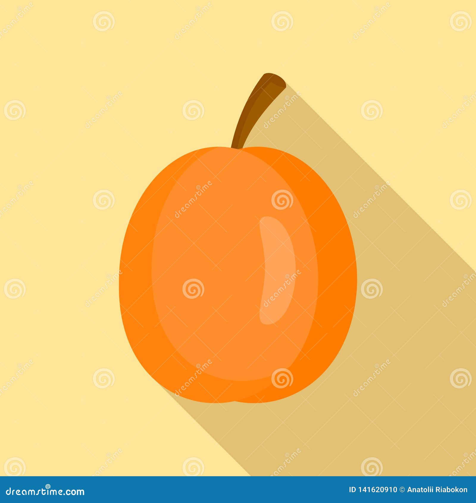 Whole Apricot Icon, Flat Style Stock Vector - Illustration of leaf ...