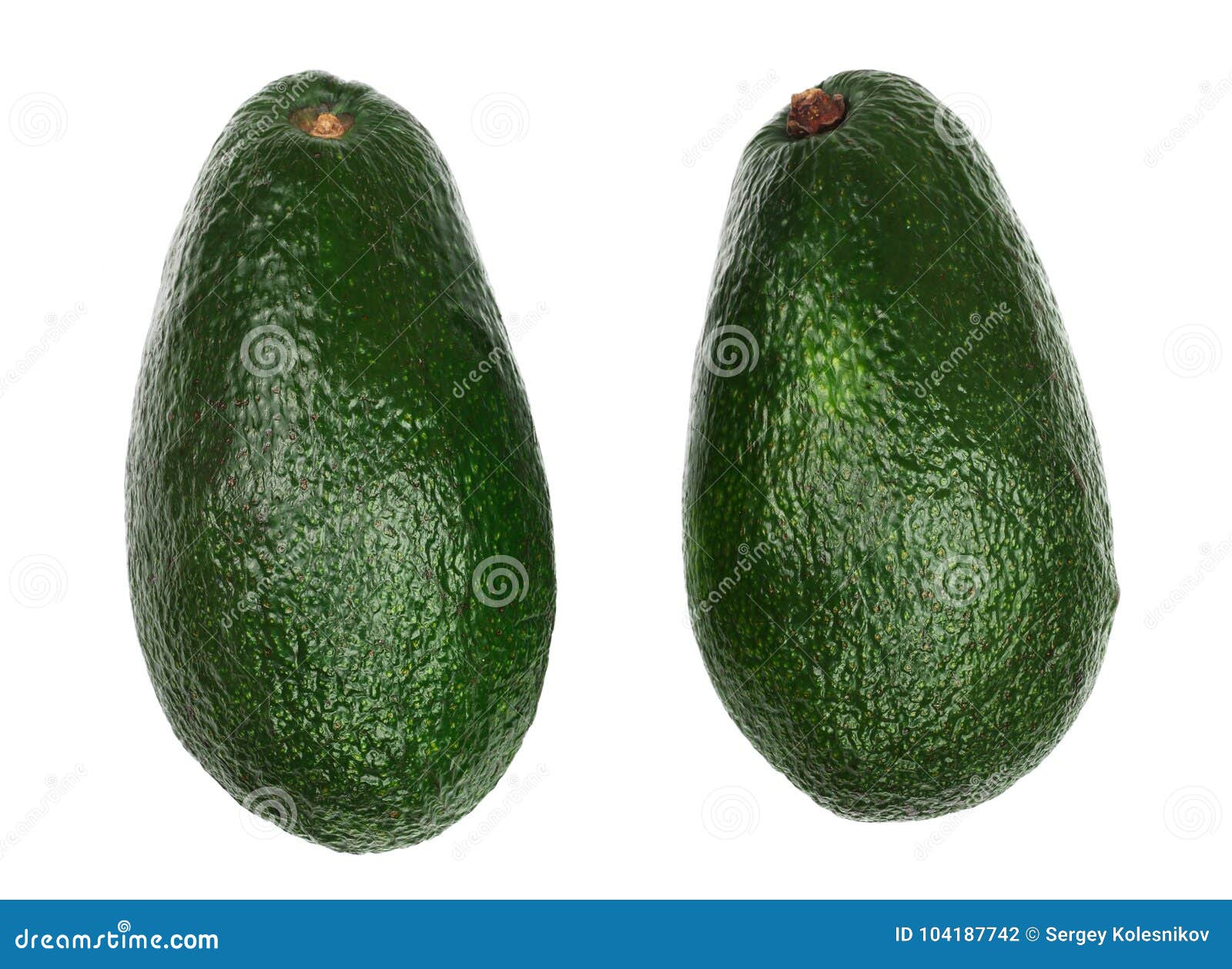 Whole Avocado Isolated on White Background Close-up. Top View Stock ...