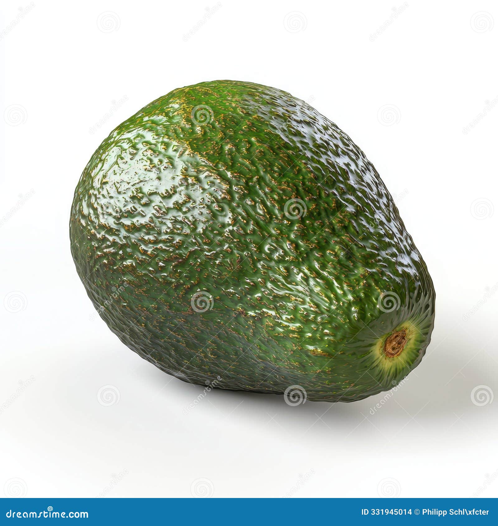 Whole Avocado With A Textured Green Skin, Isolated On A White ...