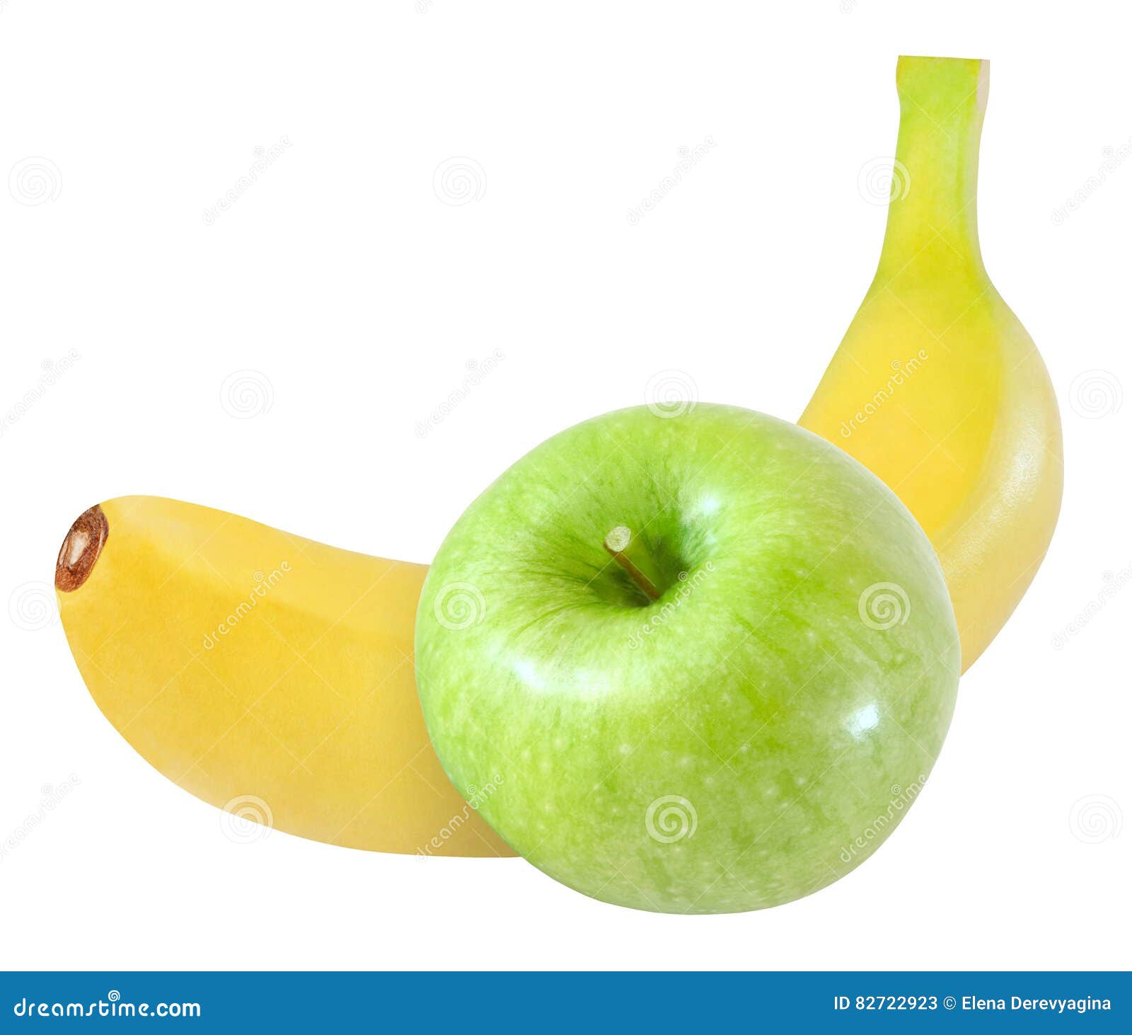 Whole Banana and Apple Isolated on White with Clipping Path Stock Image ...