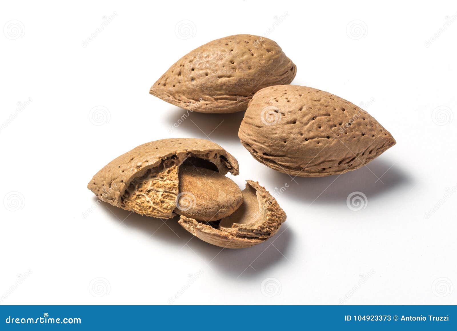 Whole and Broken Almonds on White Background Stock Image - Image of ...