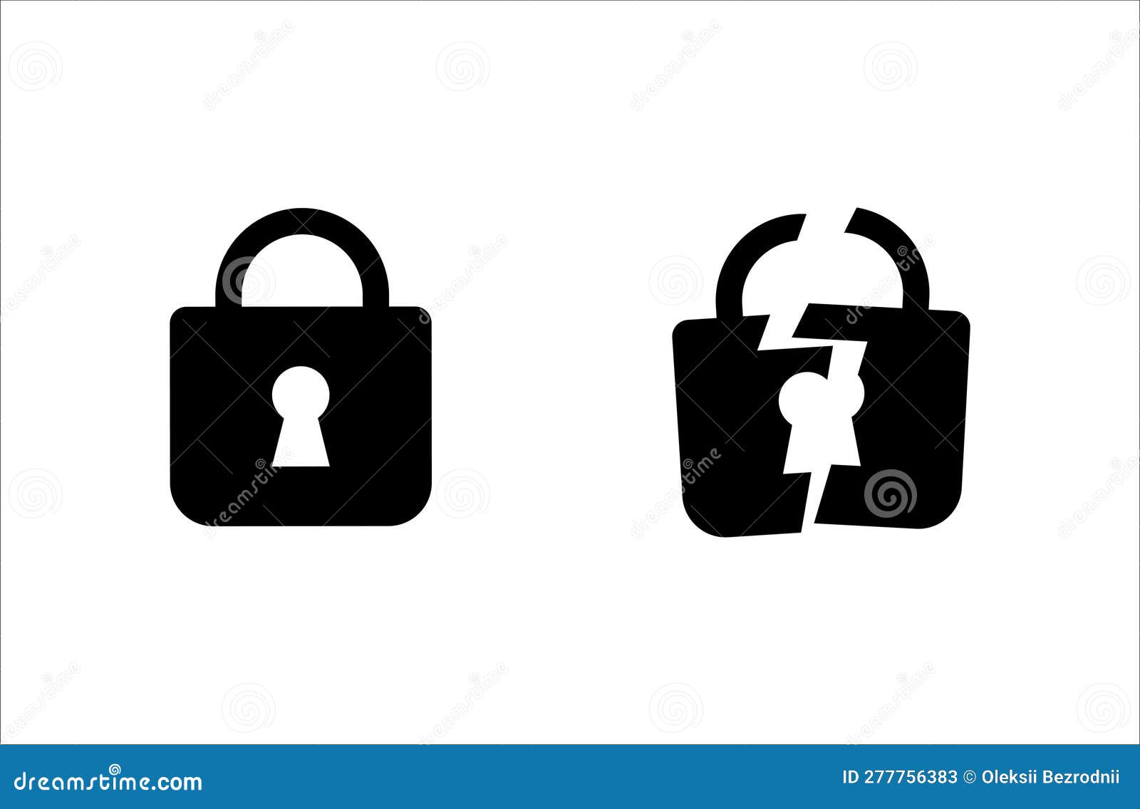 Whole and Broken Padlock. Security and Privacy Symbol Stock Vector ...