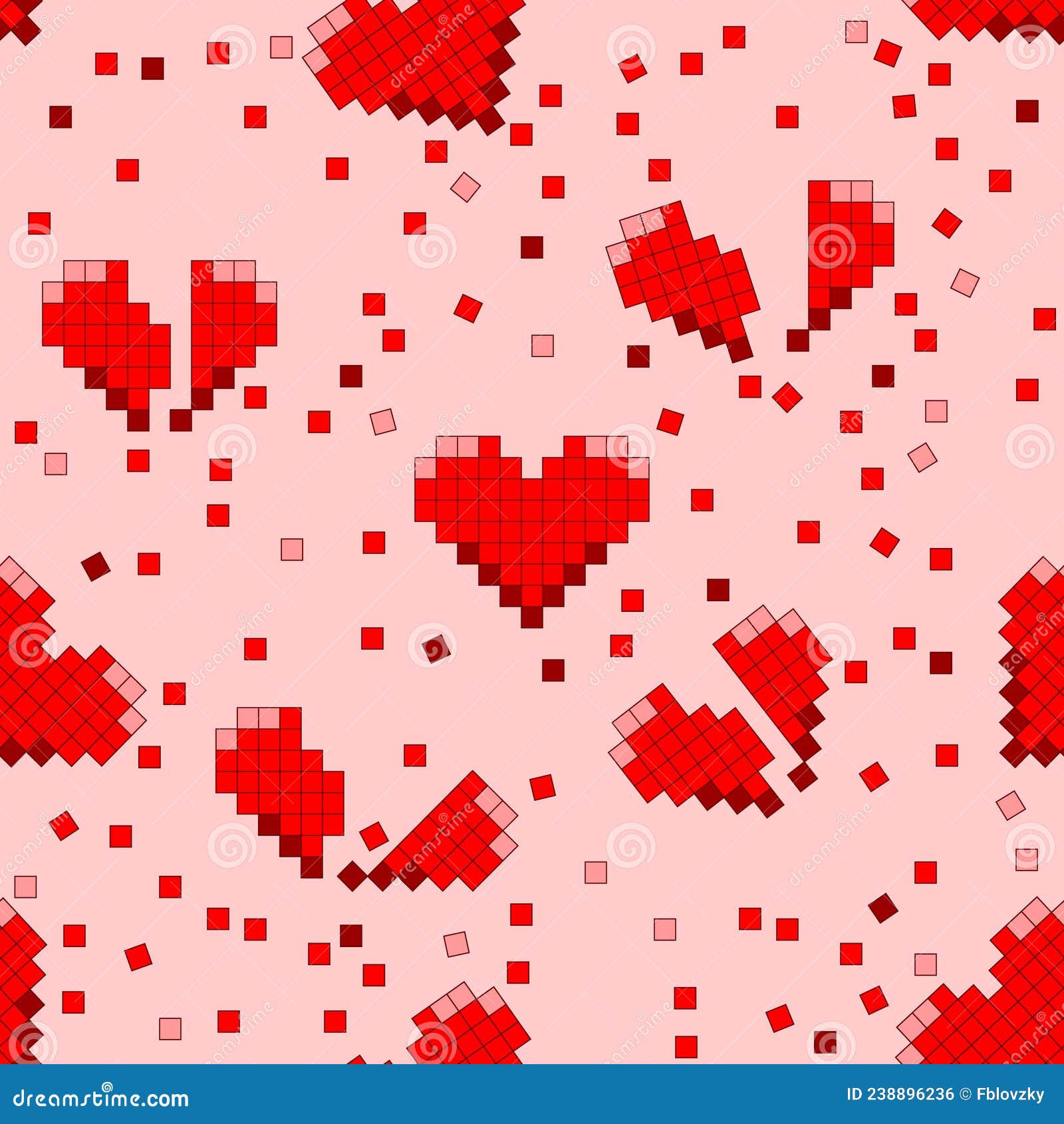 Whole and Broken Pixel Hearts Stock Vector - Illustration of digital ...