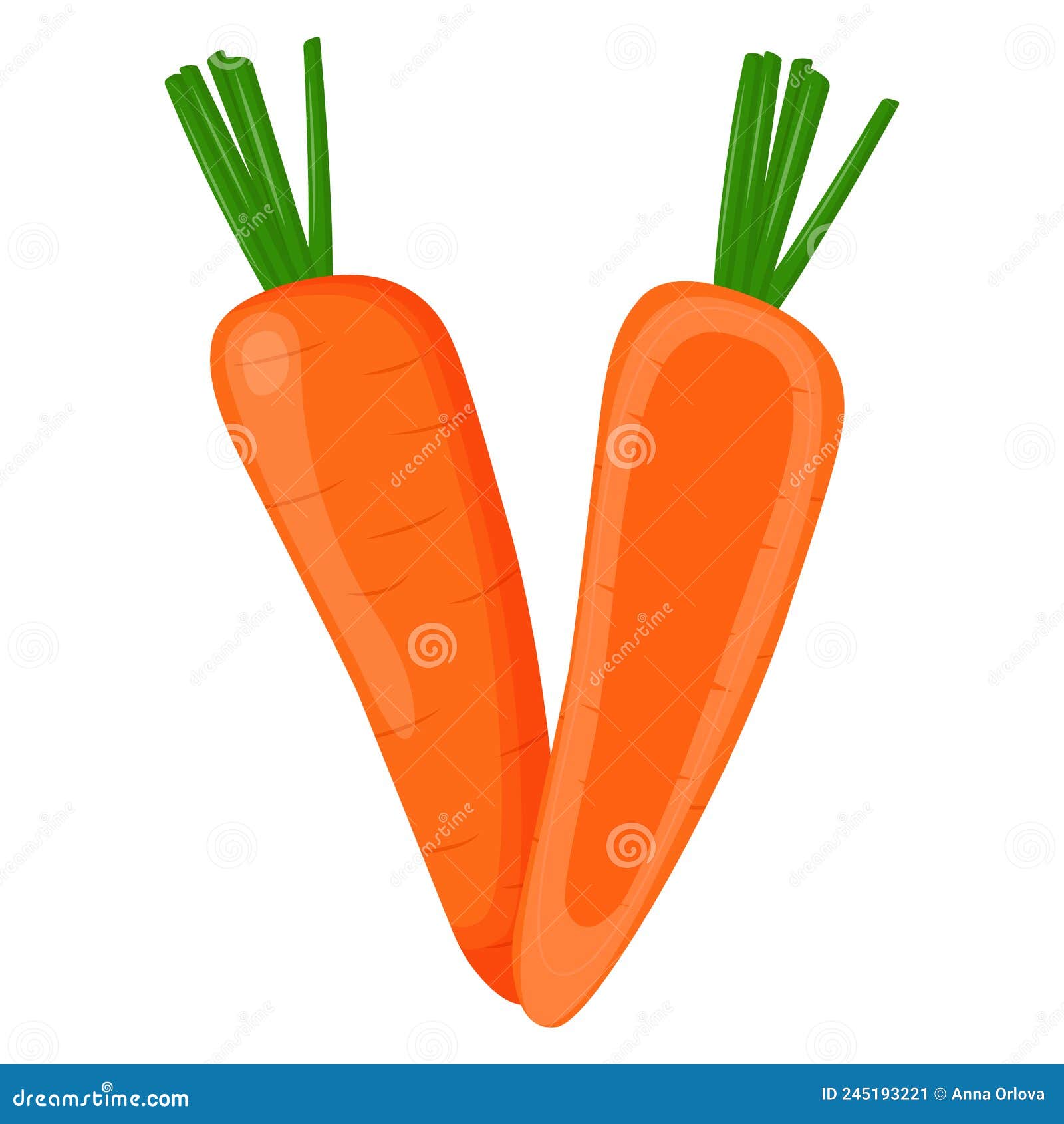 Whole Carrot And Carrot Slice. Vector Cartoon Illustrations ...