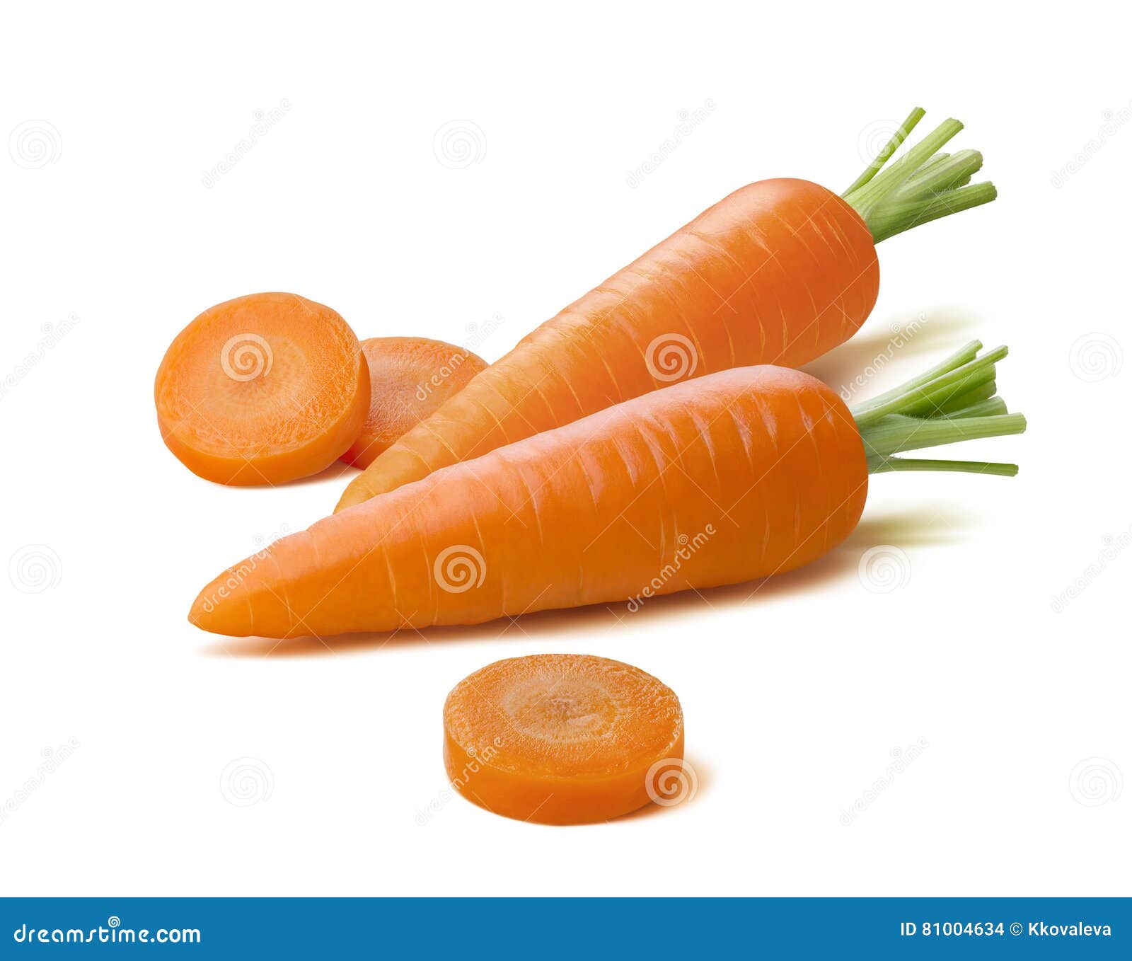 Whole Carrots Round Pieces Isolated on White Background Stock Photo ...