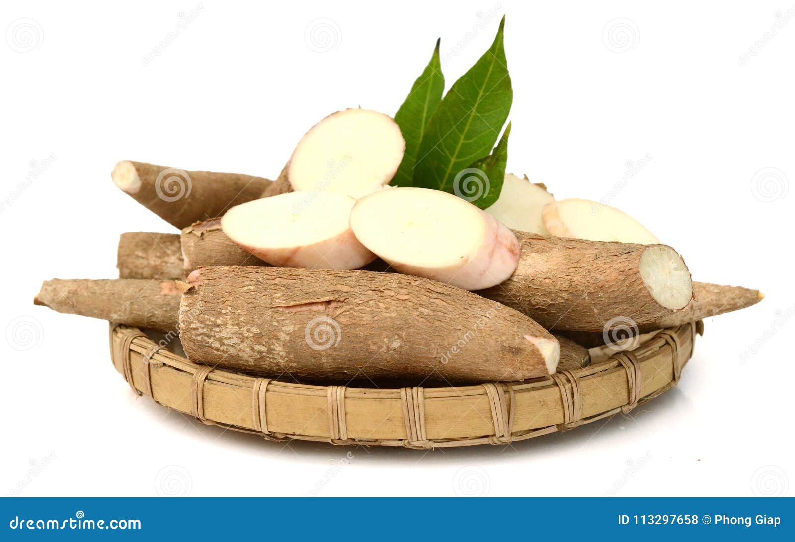 Cassava Isolated on a White Stock Photo - Image of popularity, scabrous ...