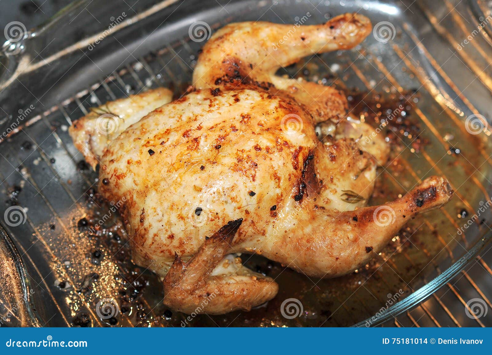 Whole Chicken Cooked in the Oven with Spices Stock Photo - Image of ...