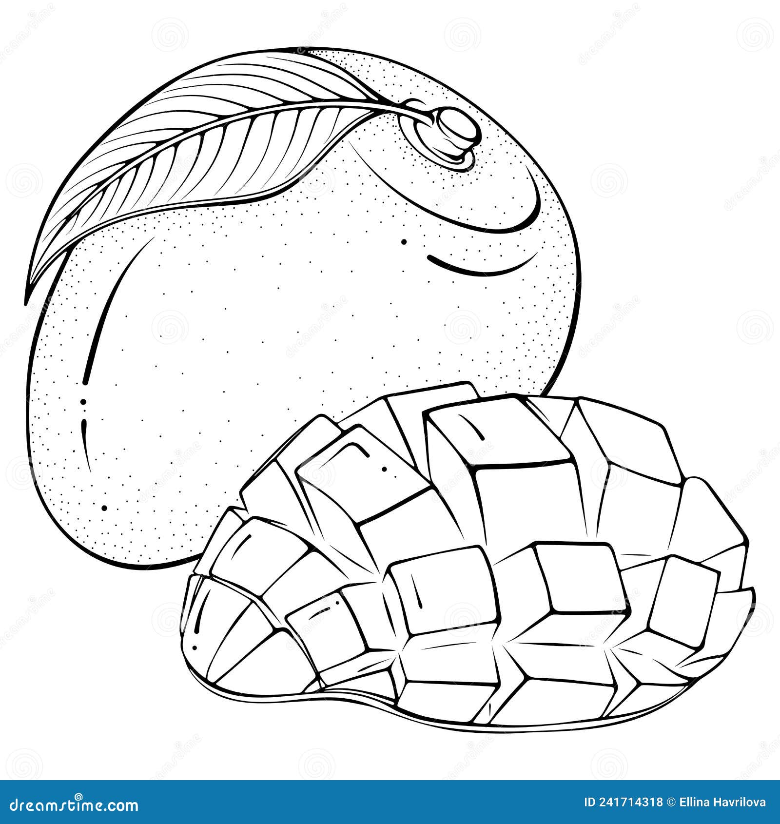 Whole and Chopped Half Mango Stock Vector - Illustration of doodle ...