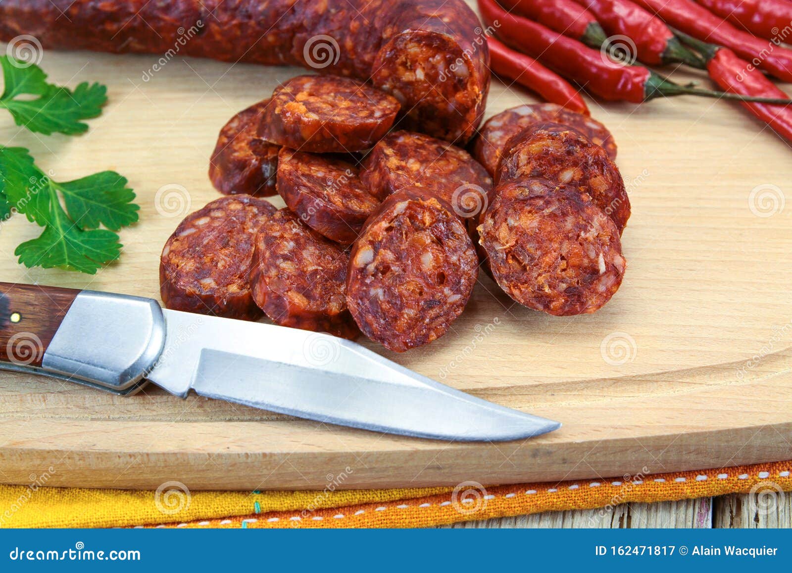 Whole chorizo stock image. Image of spices, chorizo - 162471817